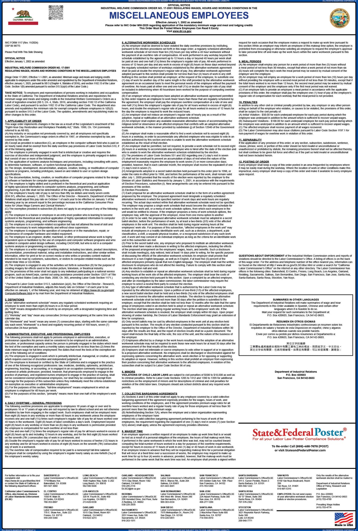 PREORDER 2026 - IWC 17 - Miscellaneous Employees — State and Federal Poster