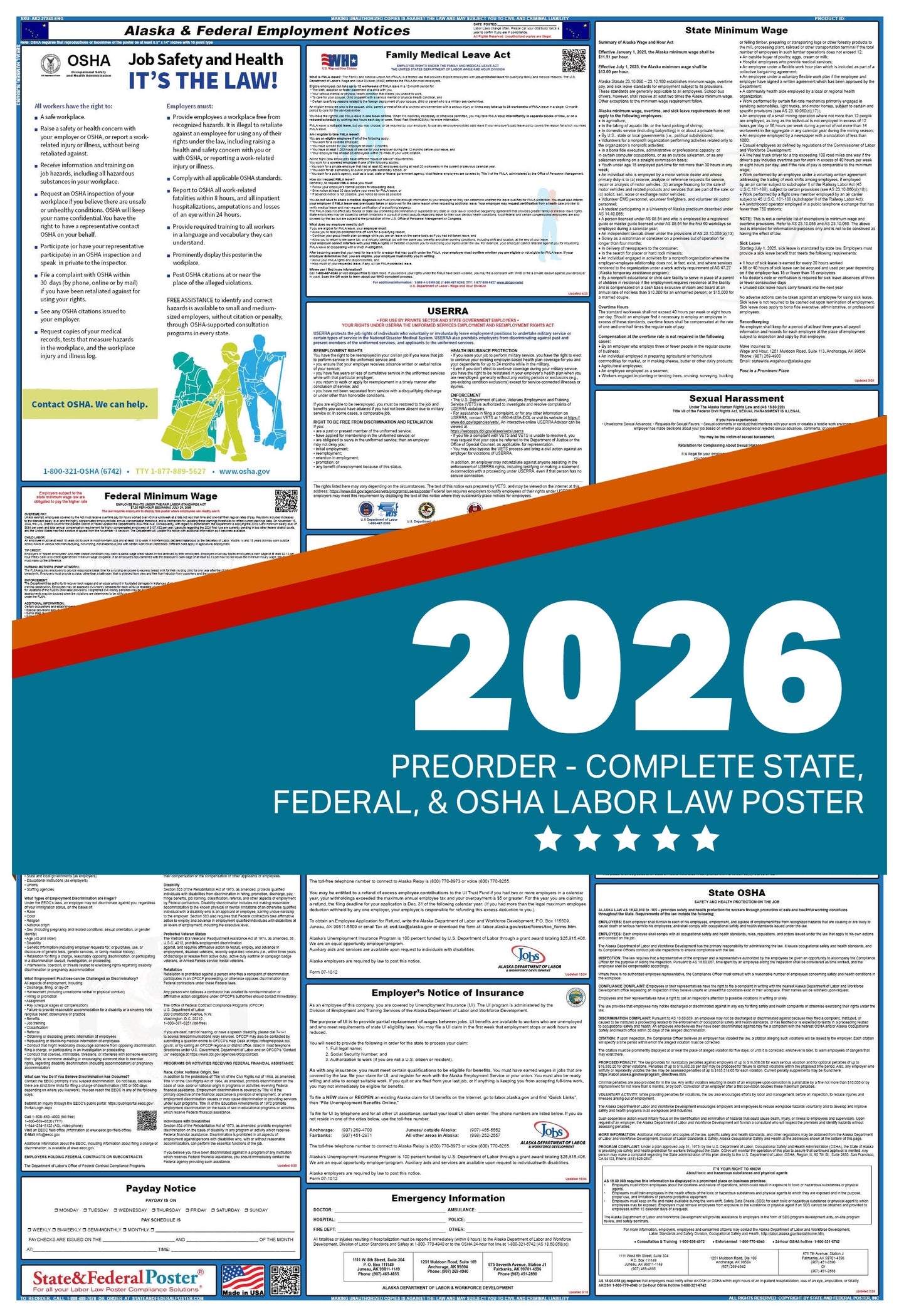 PREORDER - Digital Alaska Labor Law Poster 2026 — State and Federal Poster