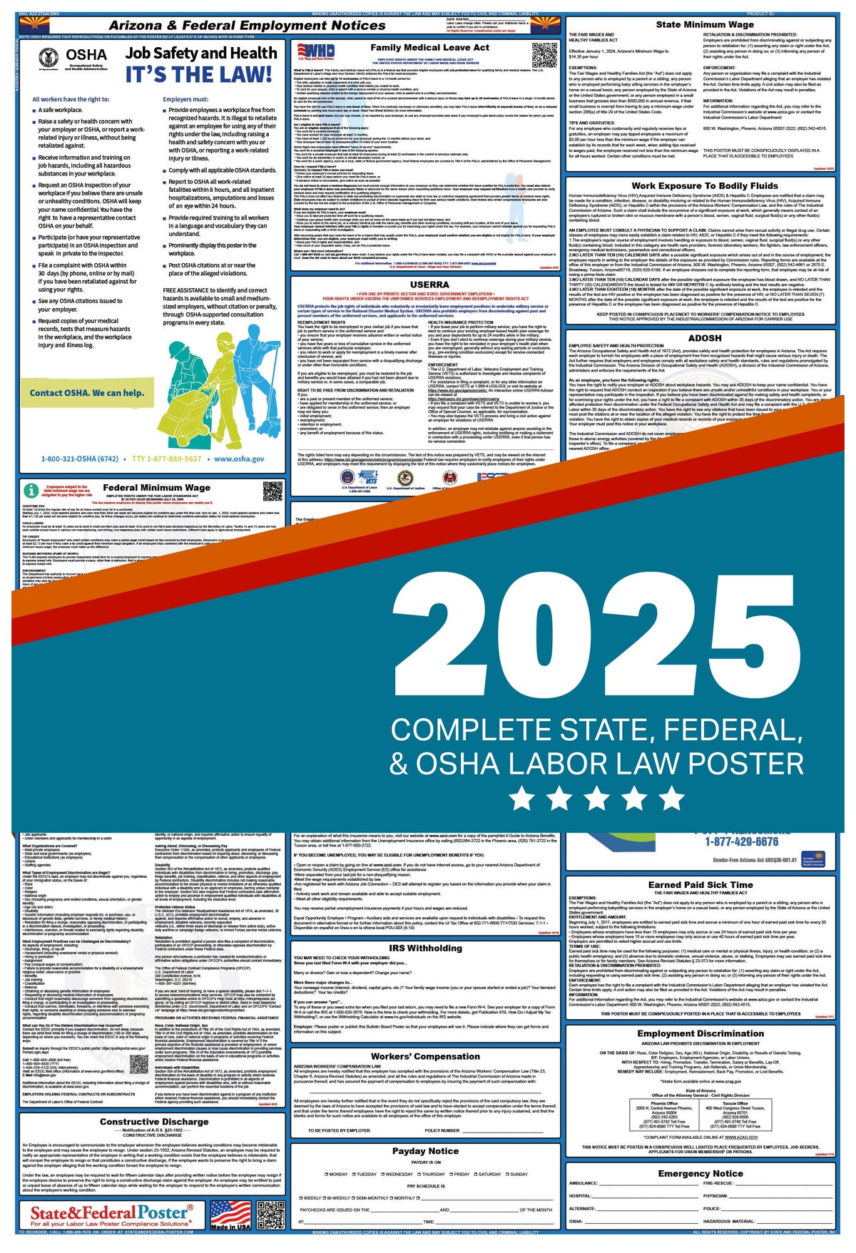 Arizona Digital Labor Law Poster 2025 — State and Federal Poster