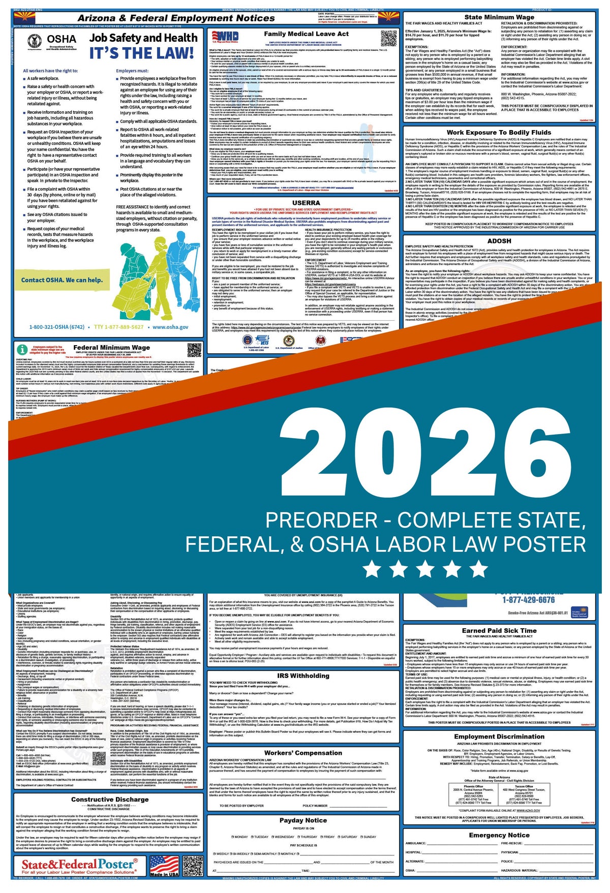 Digital Arizona Labor Law Poster 2026 — State and Federal Poster