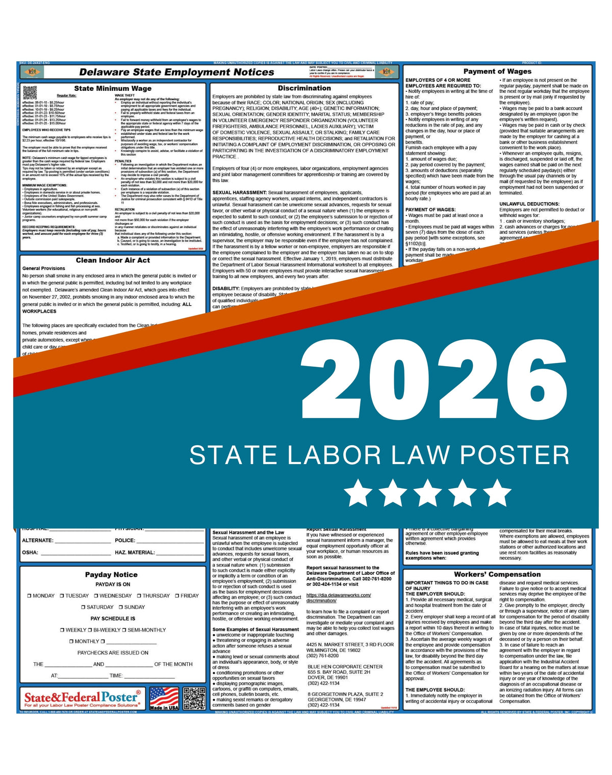 Delaware State Labor Law Poster 2026 — State and Federal Poster