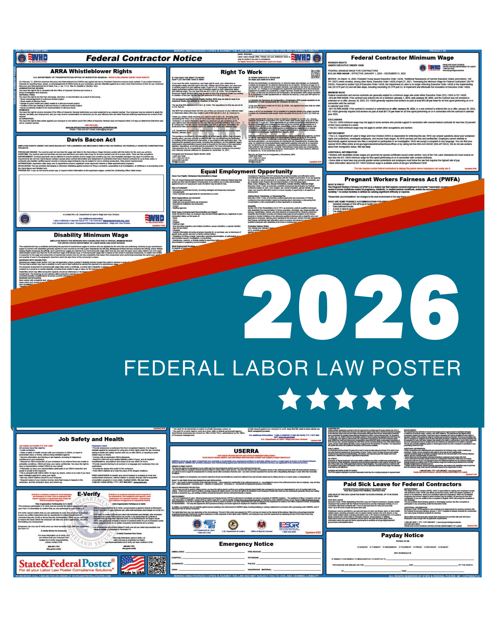 Digital Federal Contractor Labor Law Poster 2026 — State and Federal Poster
