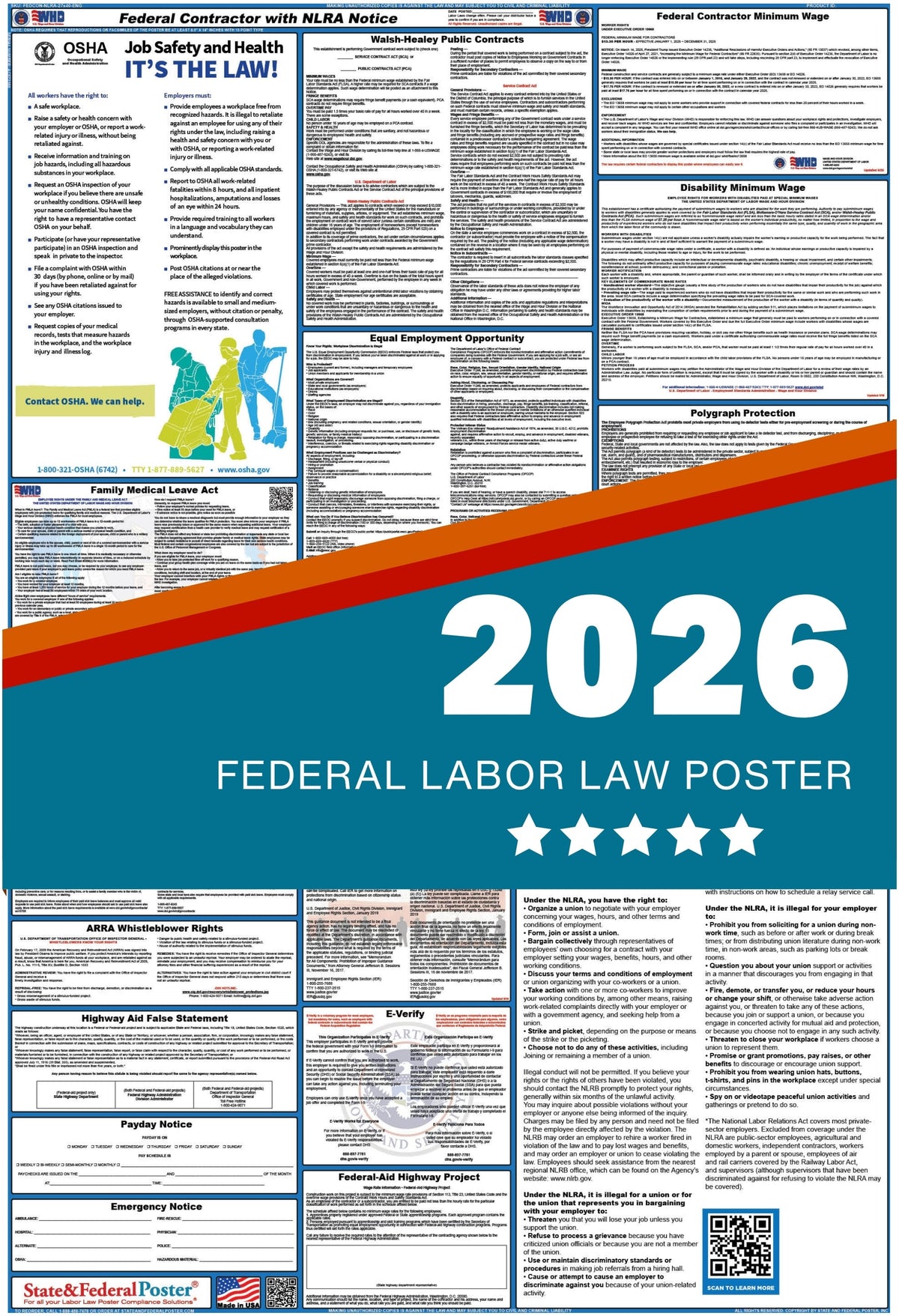 Federal Contractor Labor Law Poster with NLRA 2026 — State and Federal ...