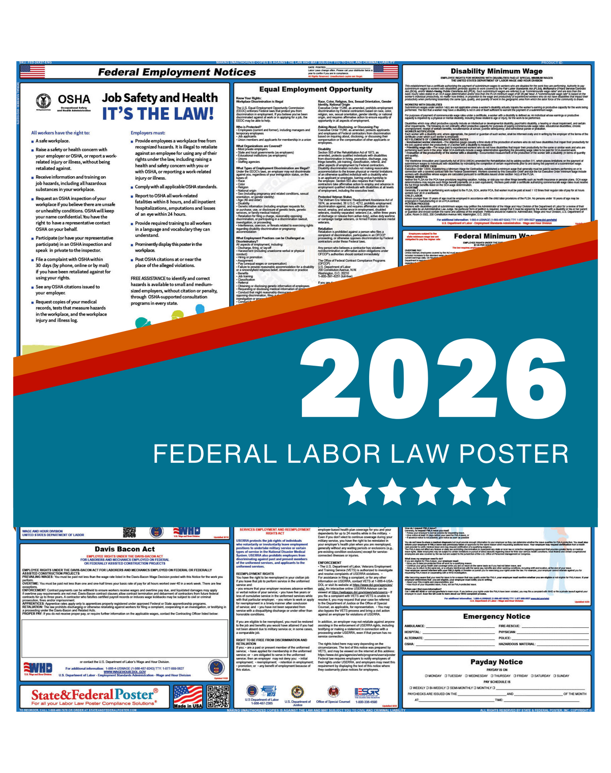 Federal Labor Law Poster 2026 — State and Federal Poster