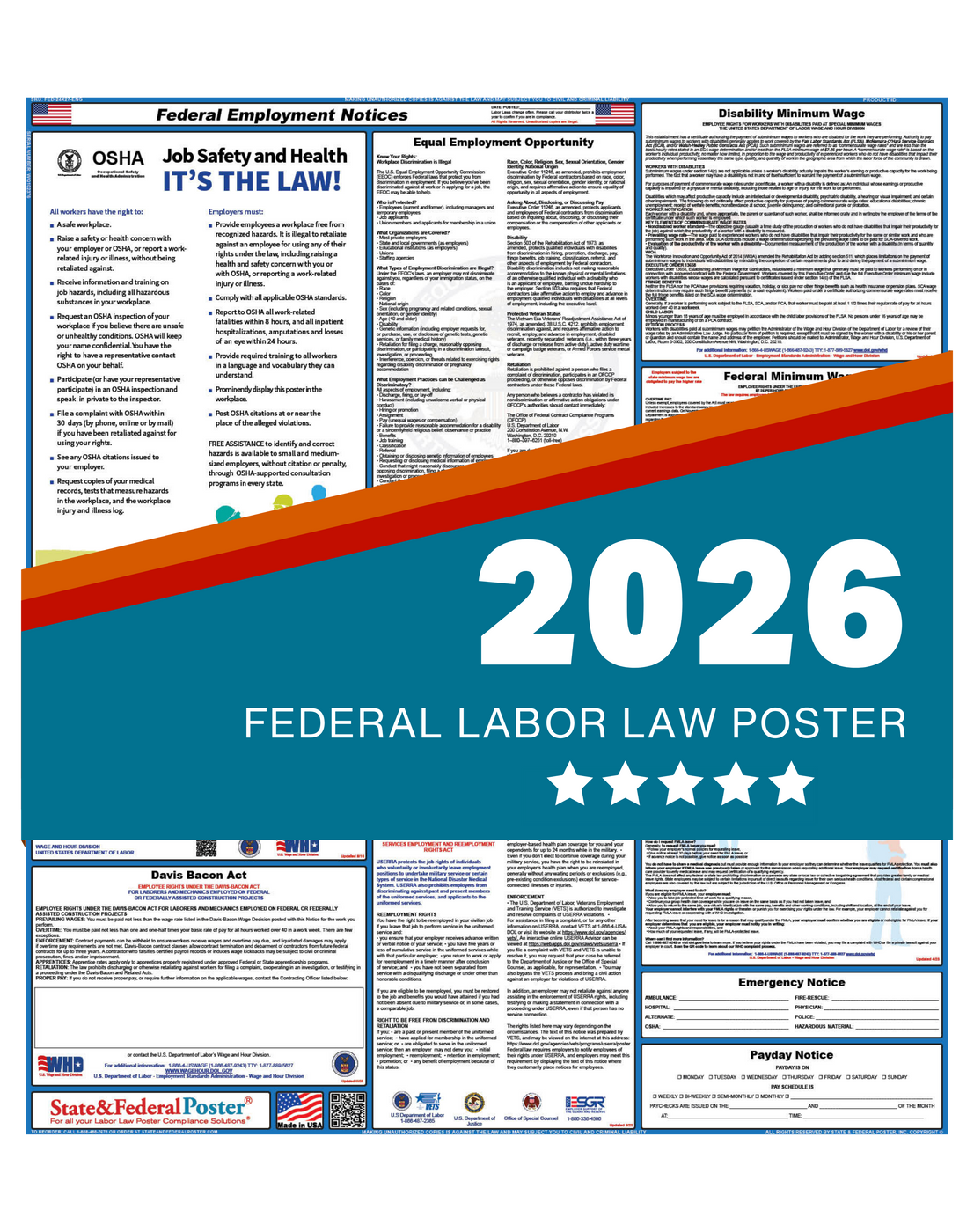 PREORDER - Digital Federal Labor Law Poster 2026 — State and Federal Poster