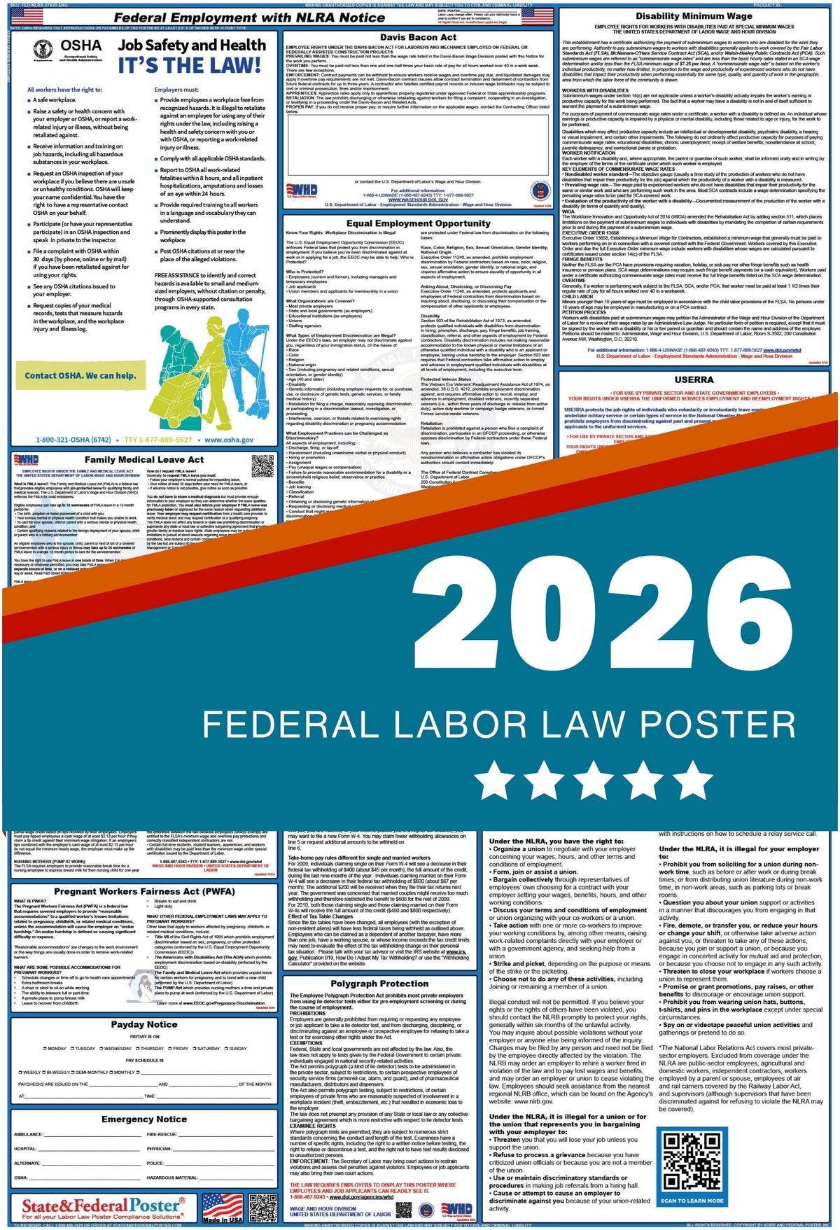 Federal Labor Law Poster With Nlra 2026 State And Federal Poster