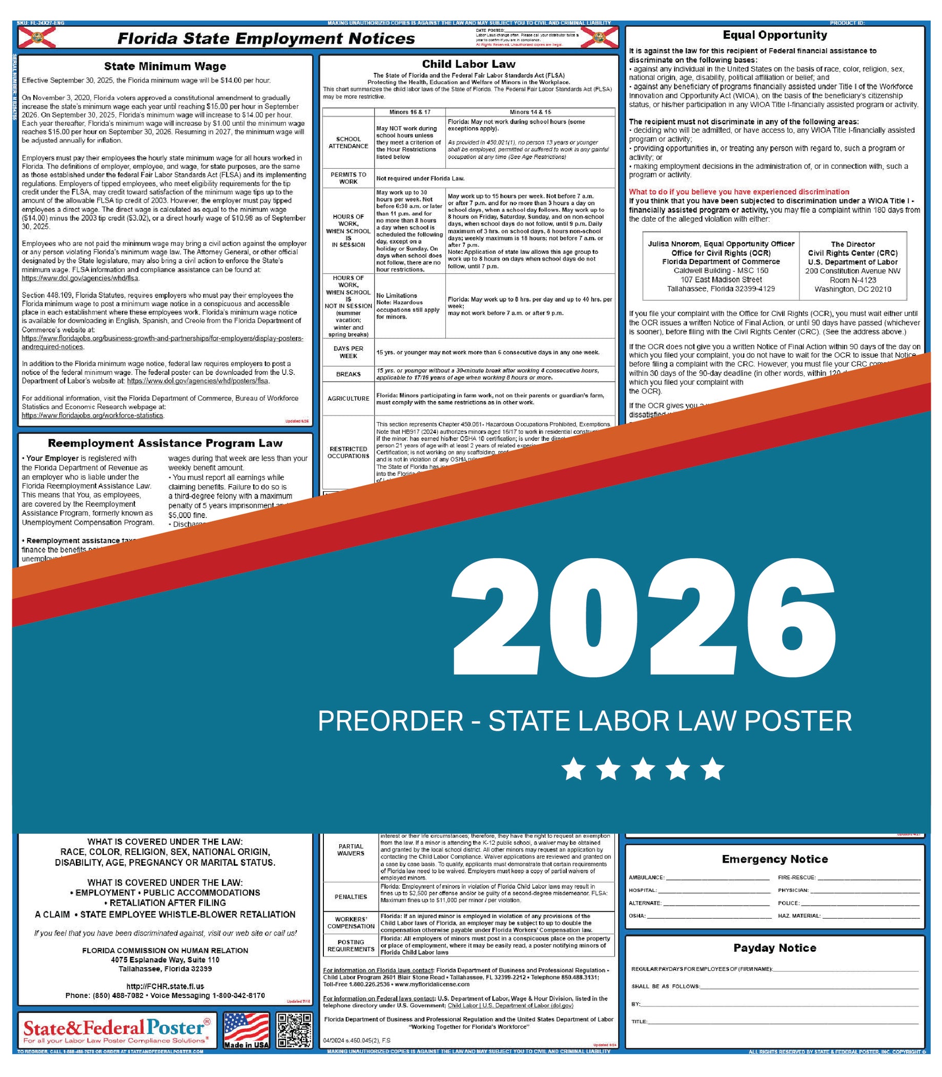 Florida State Labor Law Poster 2026 — State and Federal Poster