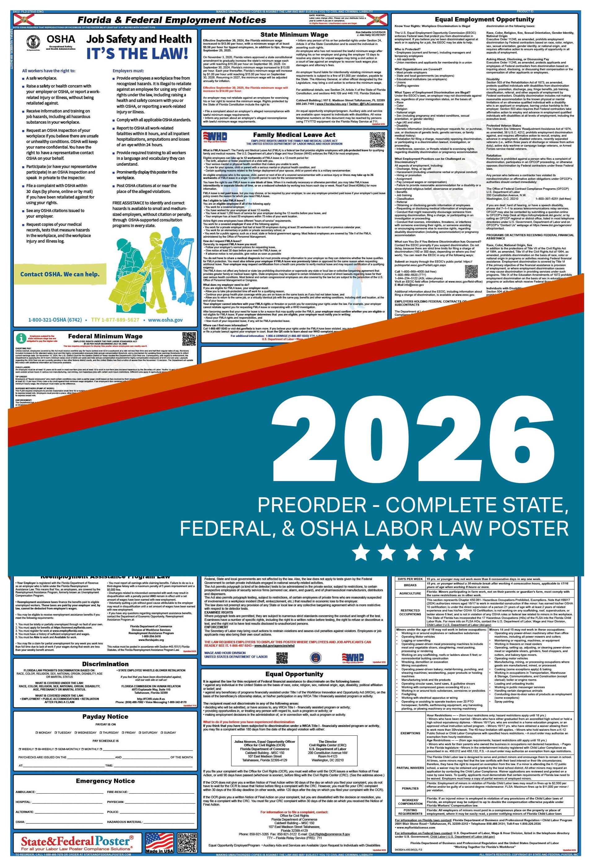 Digital Florida Labor Law Poster 2026 — State and Federal Poster