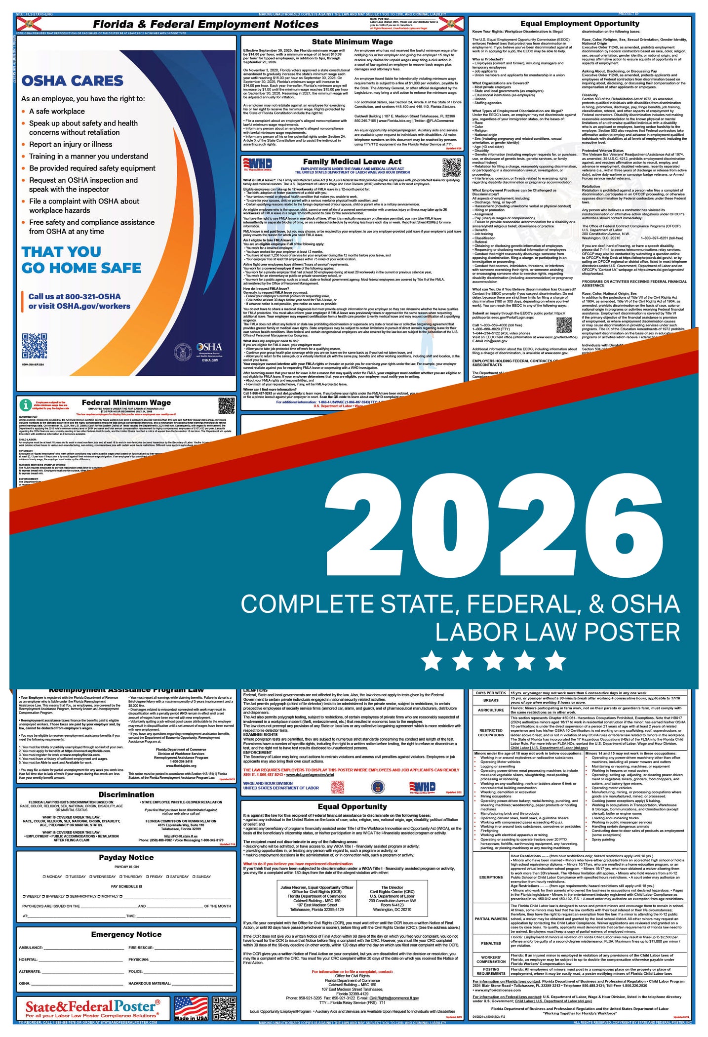 Florida Labor Law Poster 2026 — State and Federal Poster