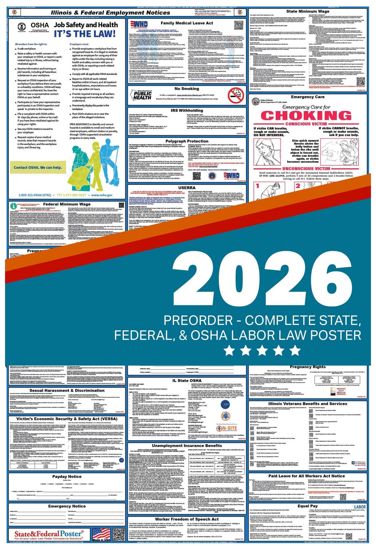 Digital Illinois Labor Law Poster 2026 — State and Federal Poster