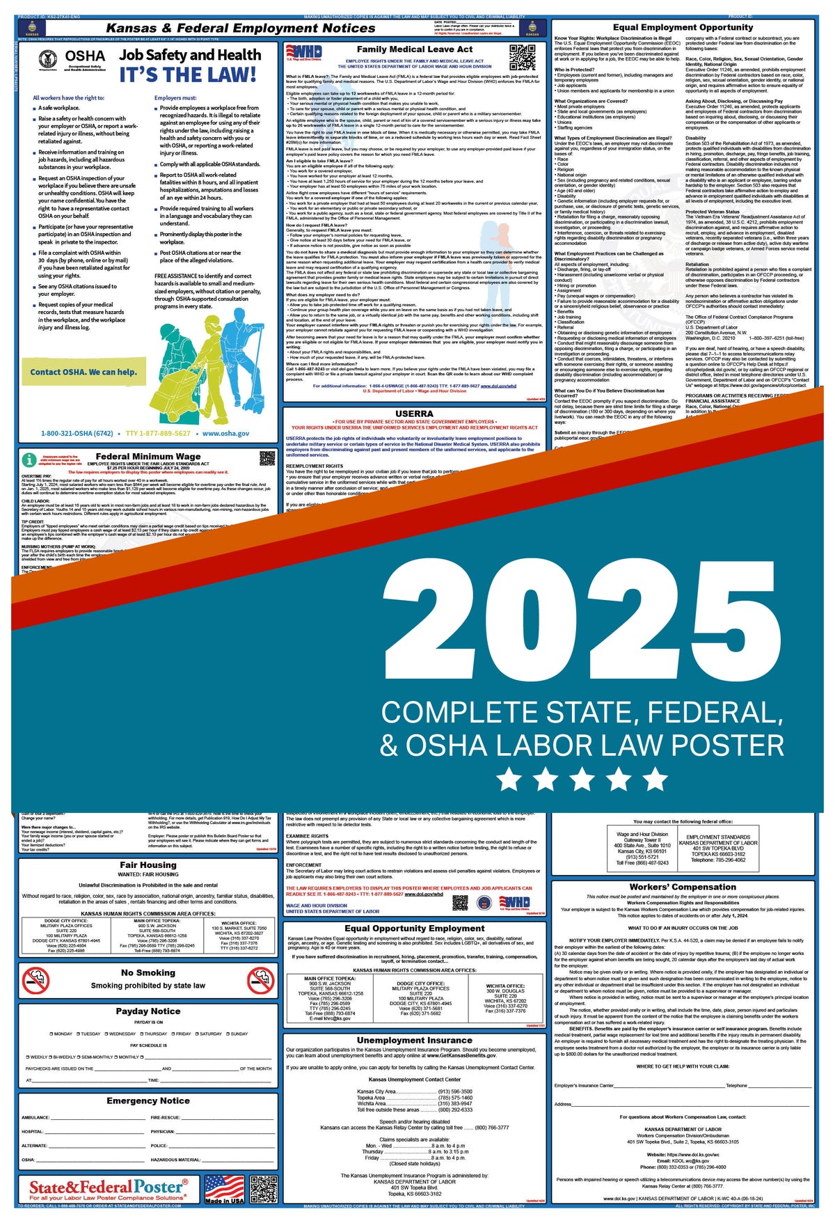 Kansas Labor Law Poster 2025 — State and Federal Poster
