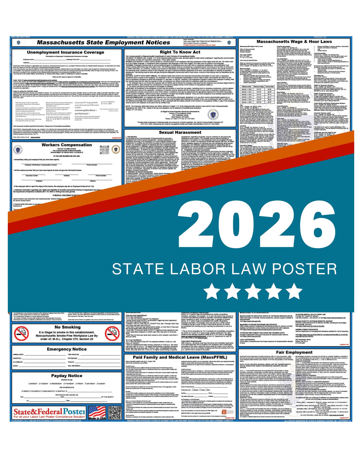 Massachusetts State Labor Law Poster 2026 — State and Federal Poster