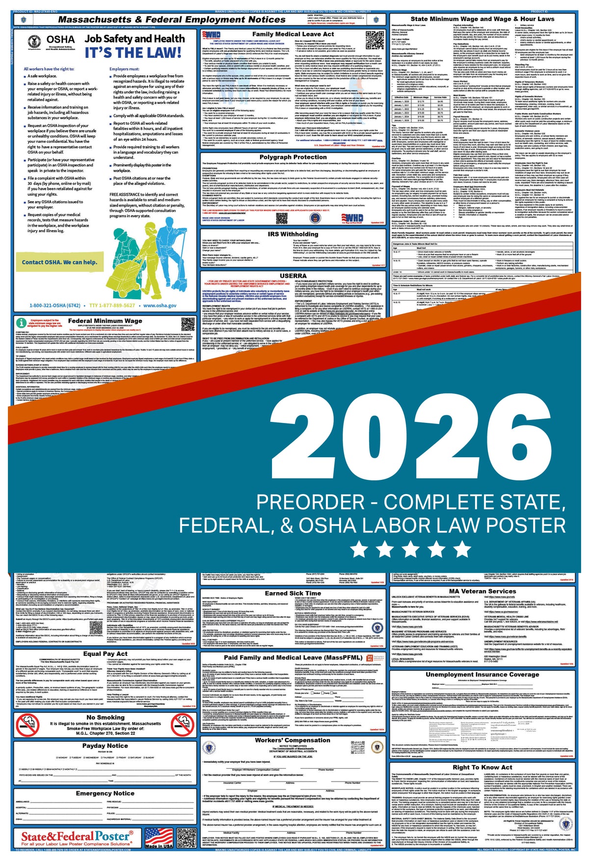 Massachusetts Labor Law Poster 2026 — State and Federal Poster