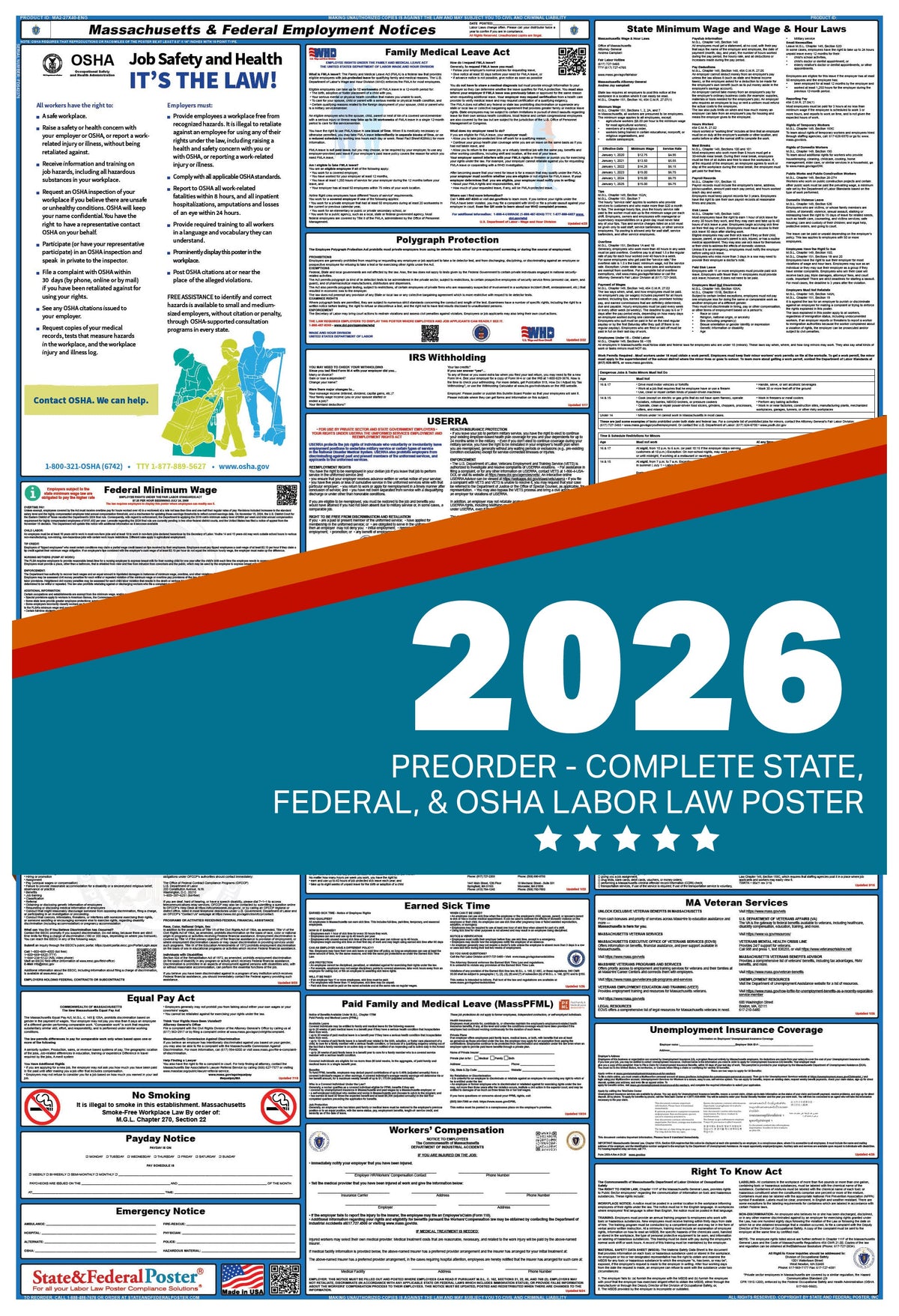 Digital Massachusetts Labor Law Poster 2026 — State and Federal Poster