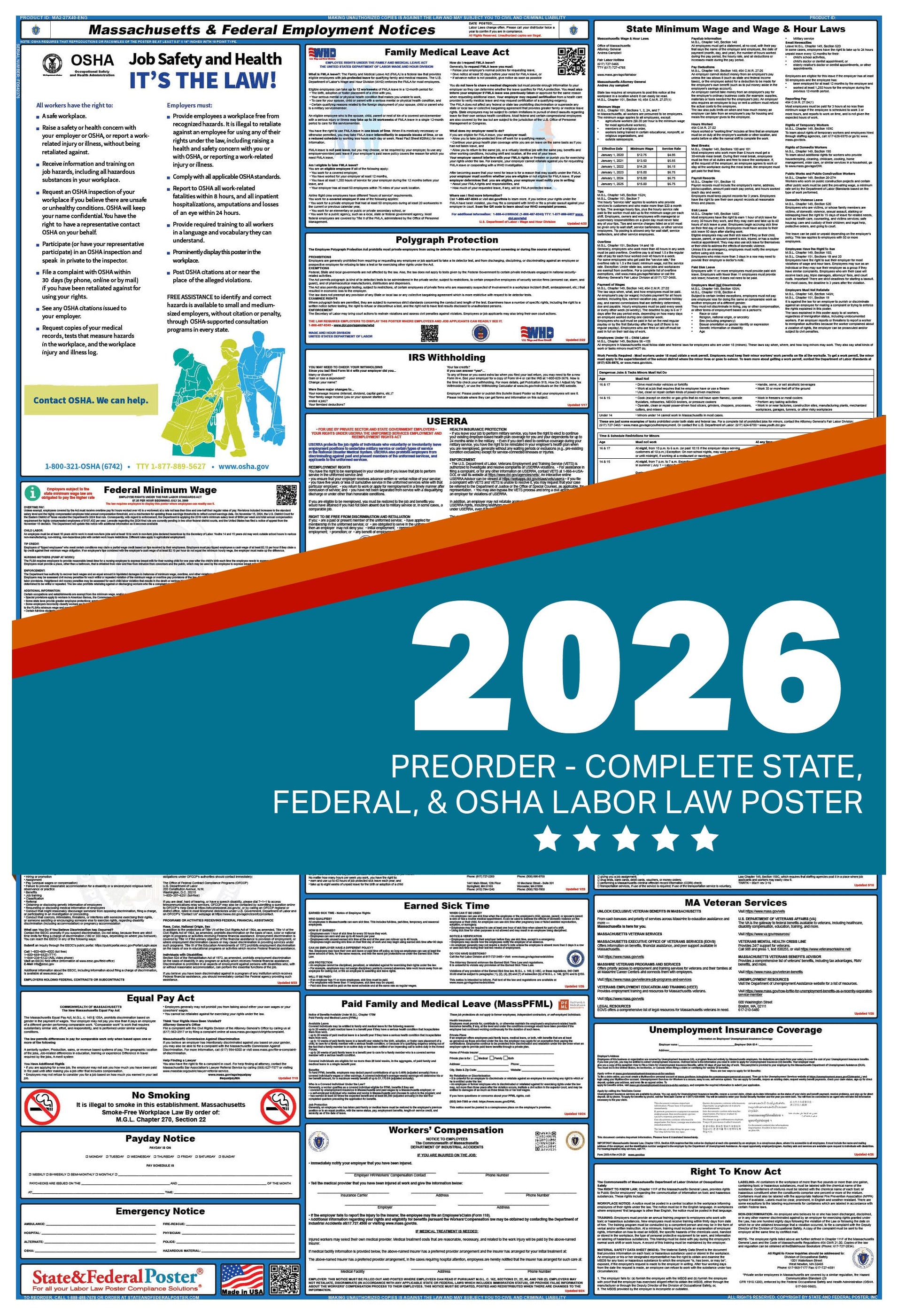 Digital Massachusetts Labor Law Poster 2026 — State and Federal Poster