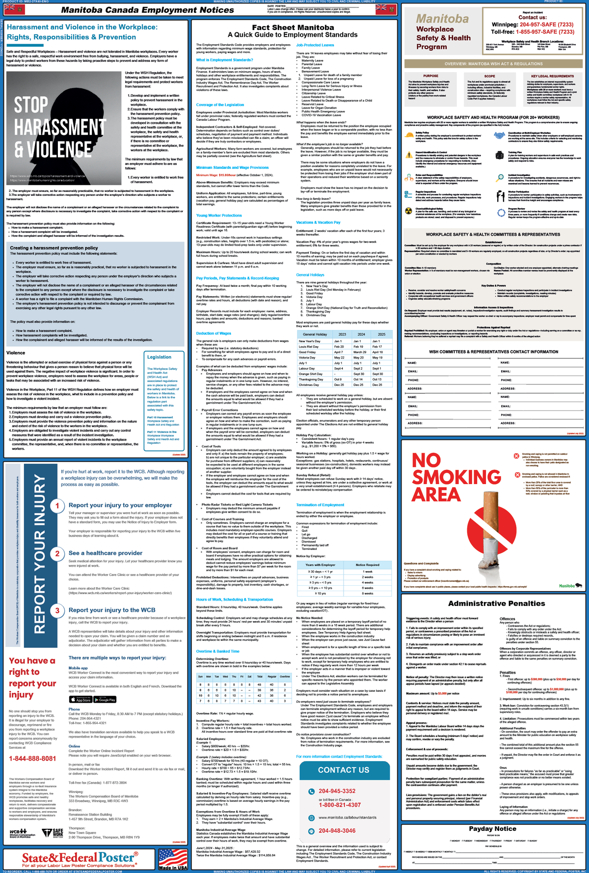 Manitoba Canada Employment Standards Poster 2026 — State and Federal Poster