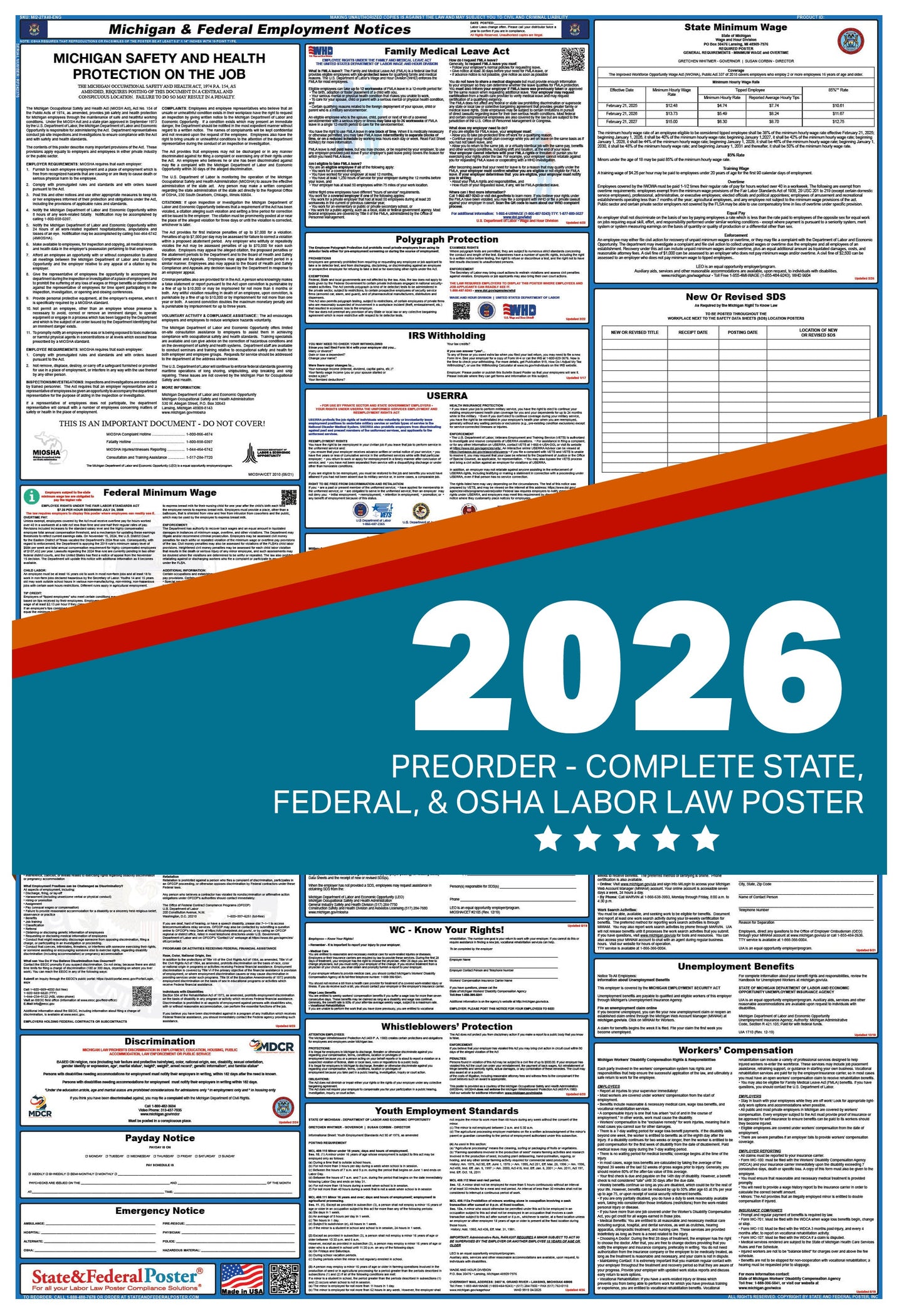 Digital Michigan Labor Law Poster 2026 — State and Federal Poster