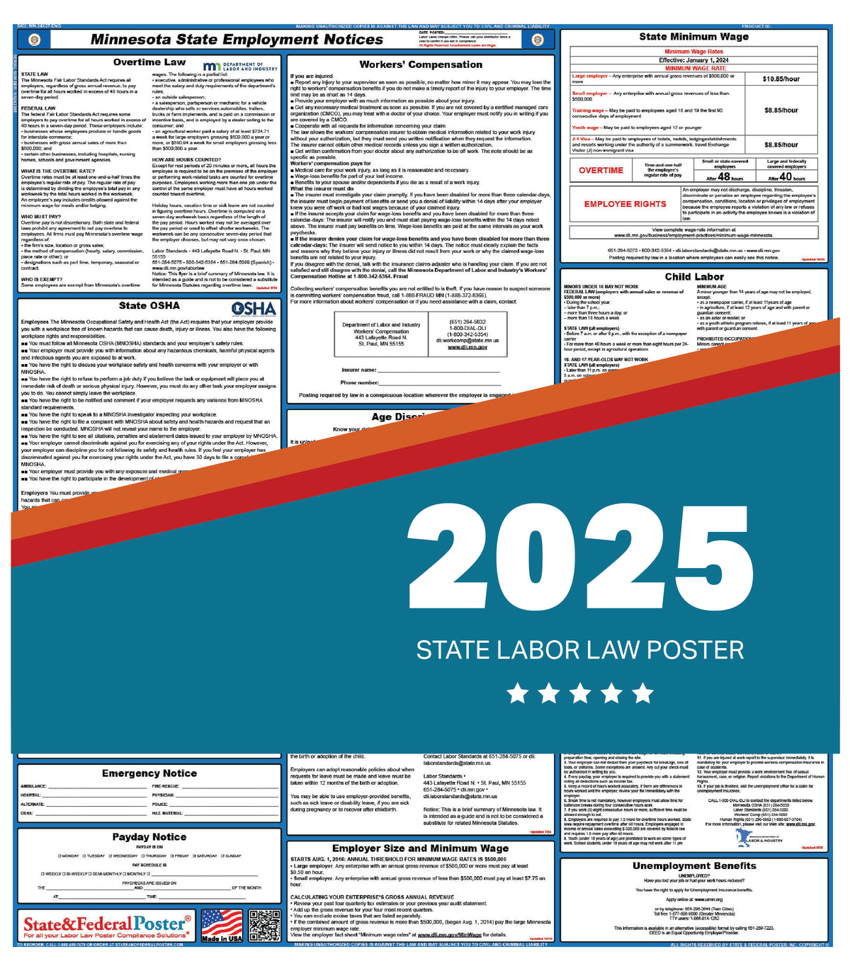 Minnesota State Labor Law Poster 2025 — State and Federal Poster