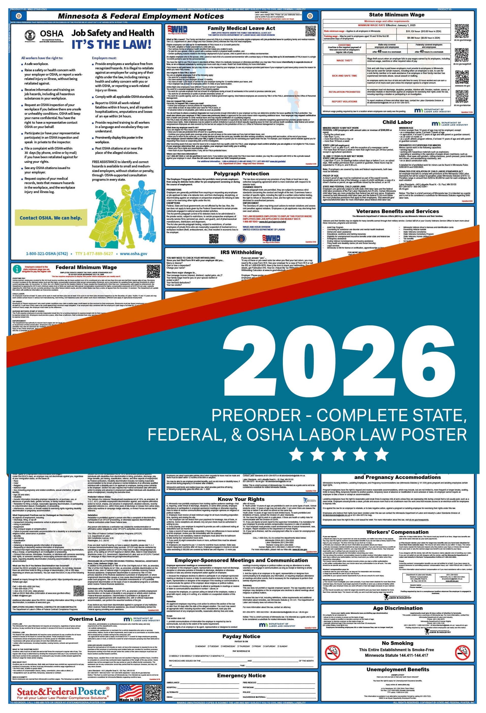 Digital Minnesota Labor Law Poster 2026 — State and Federal Poster