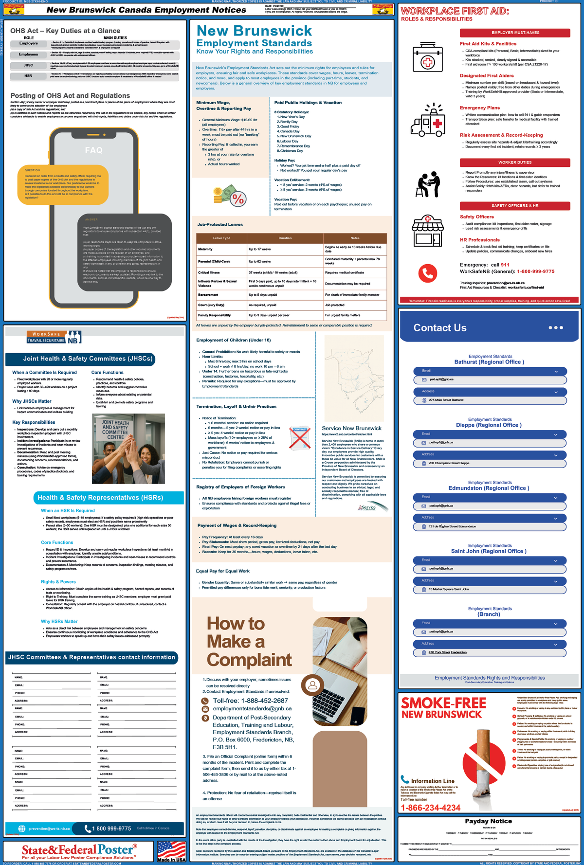New Brunswick Canada Employment Standards Poster 2026 — State and ...