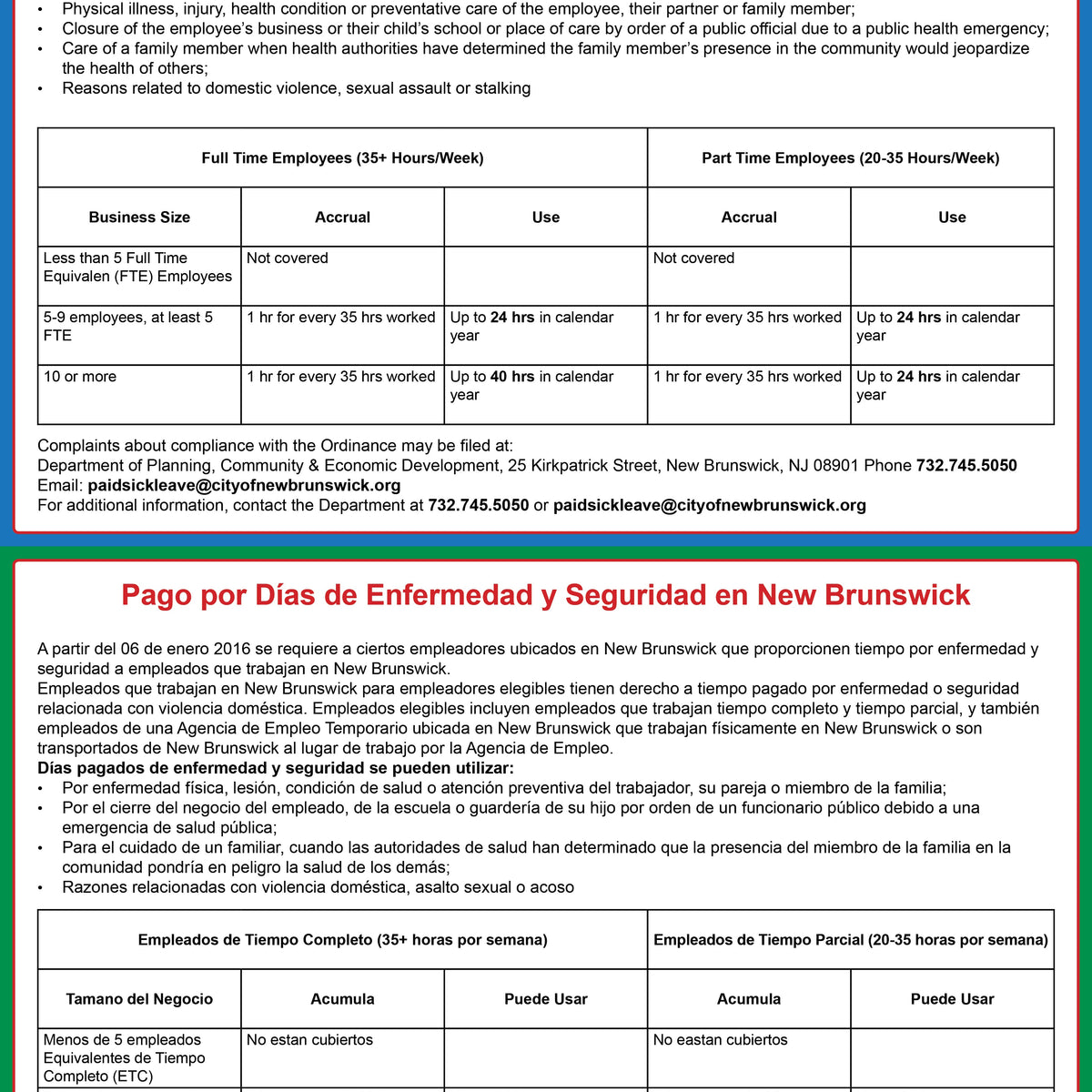 Digital New Brunswick, New Jersey Paid Sick and Safe Time Poster (Bili ...