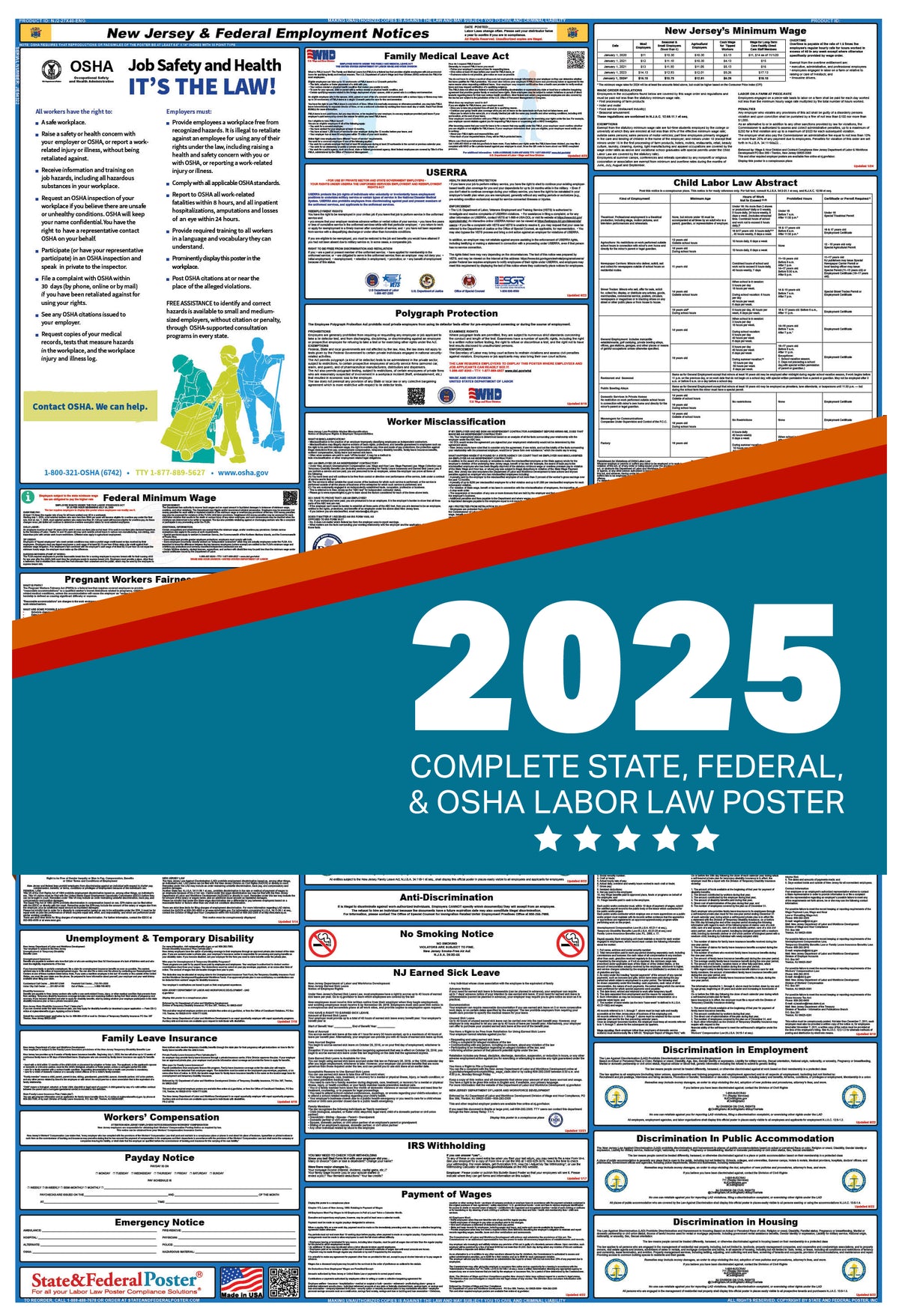 New Jersey Labor Law Poster 2025 — State and Federal Poster