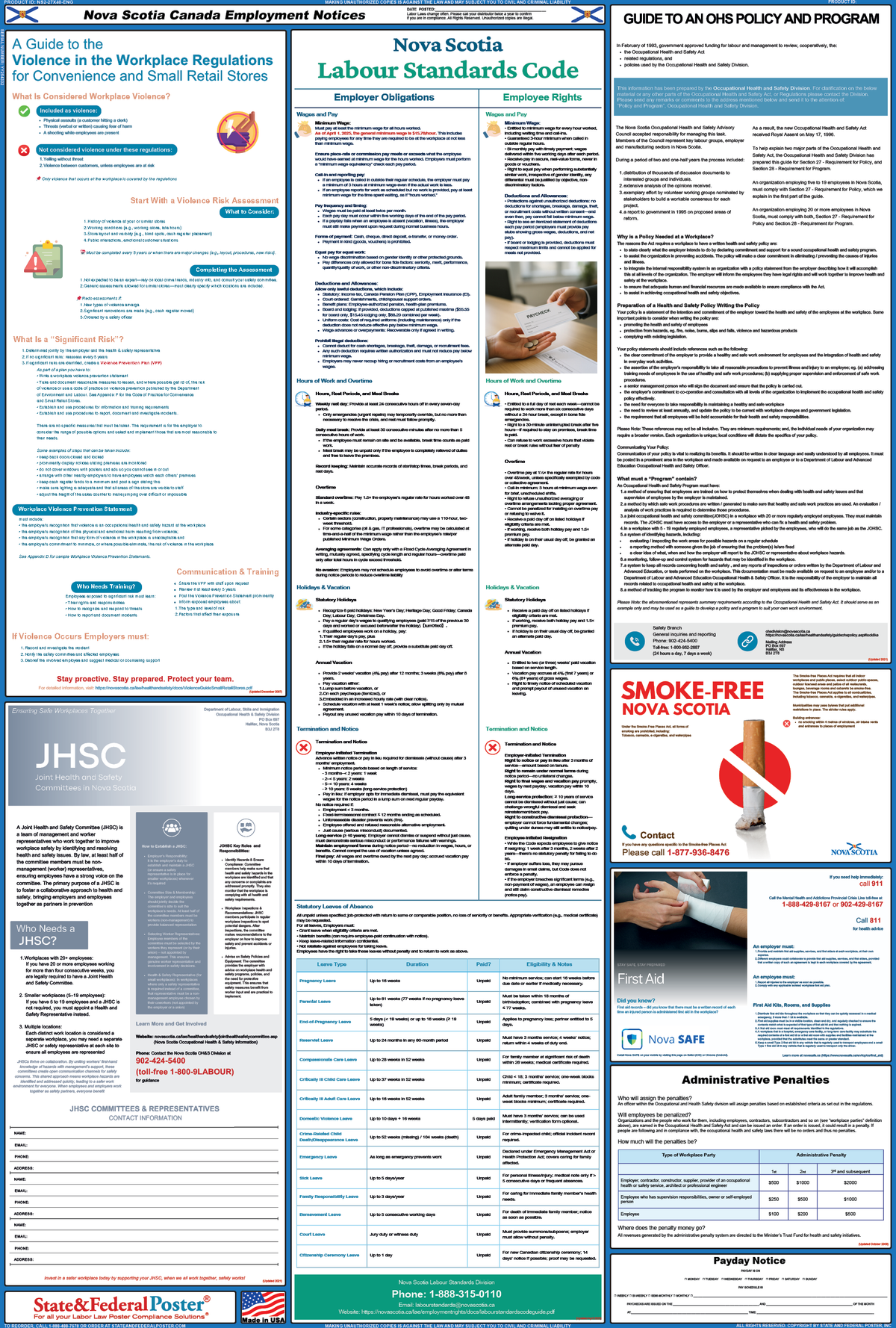 Nova Scotia Canada Employment Standards Poster 2026 — State and Federal ...