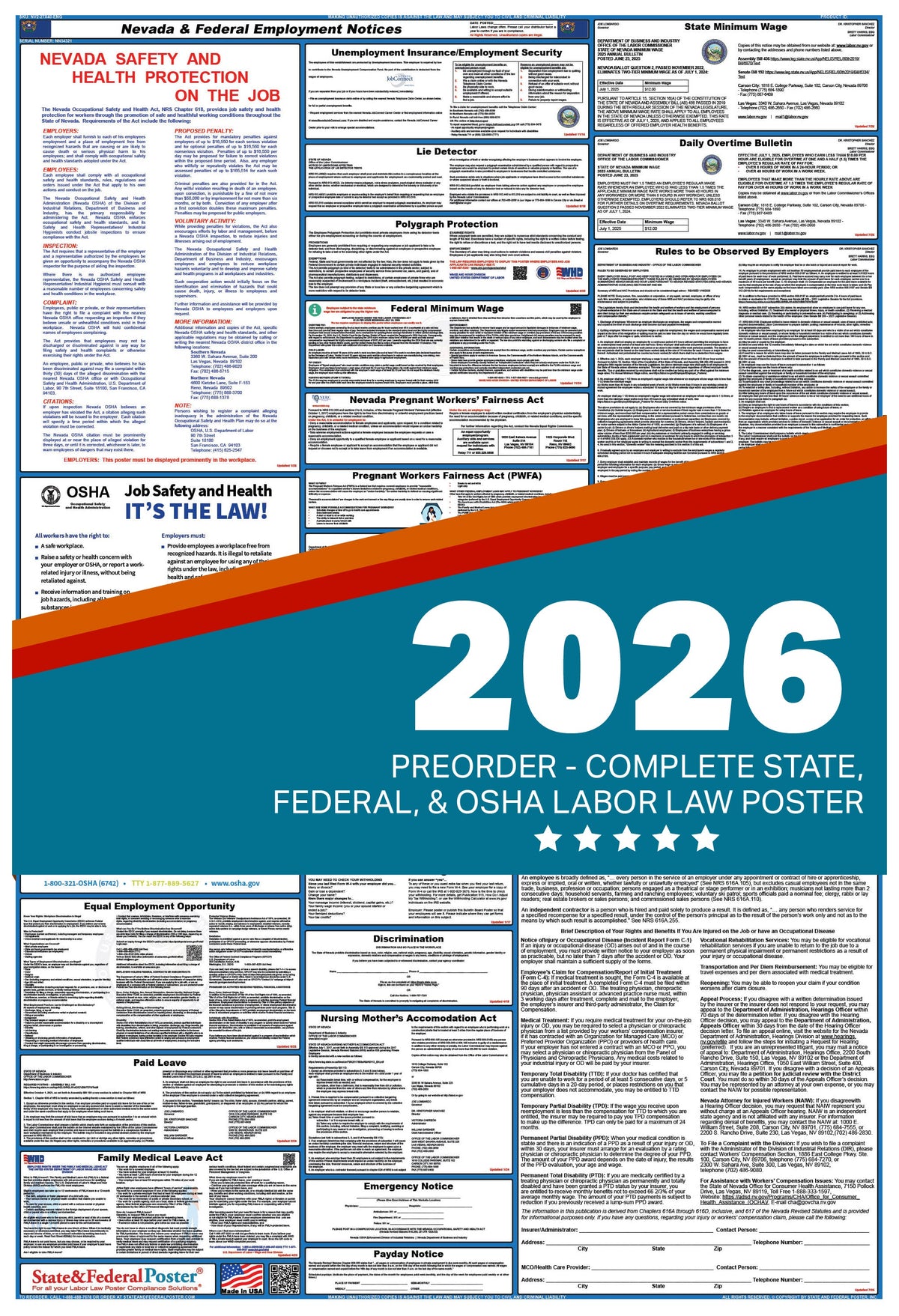 Digital Nevada Labor Law Poster 2026 — State and Federal Poster