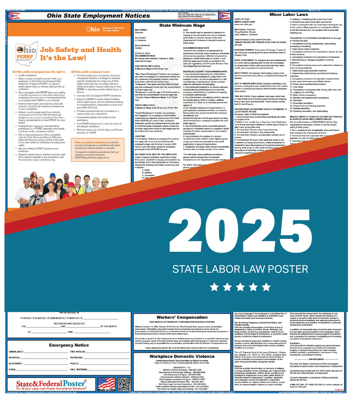 Ohio State Labor Law Poster 2025 — State and Federal Poster