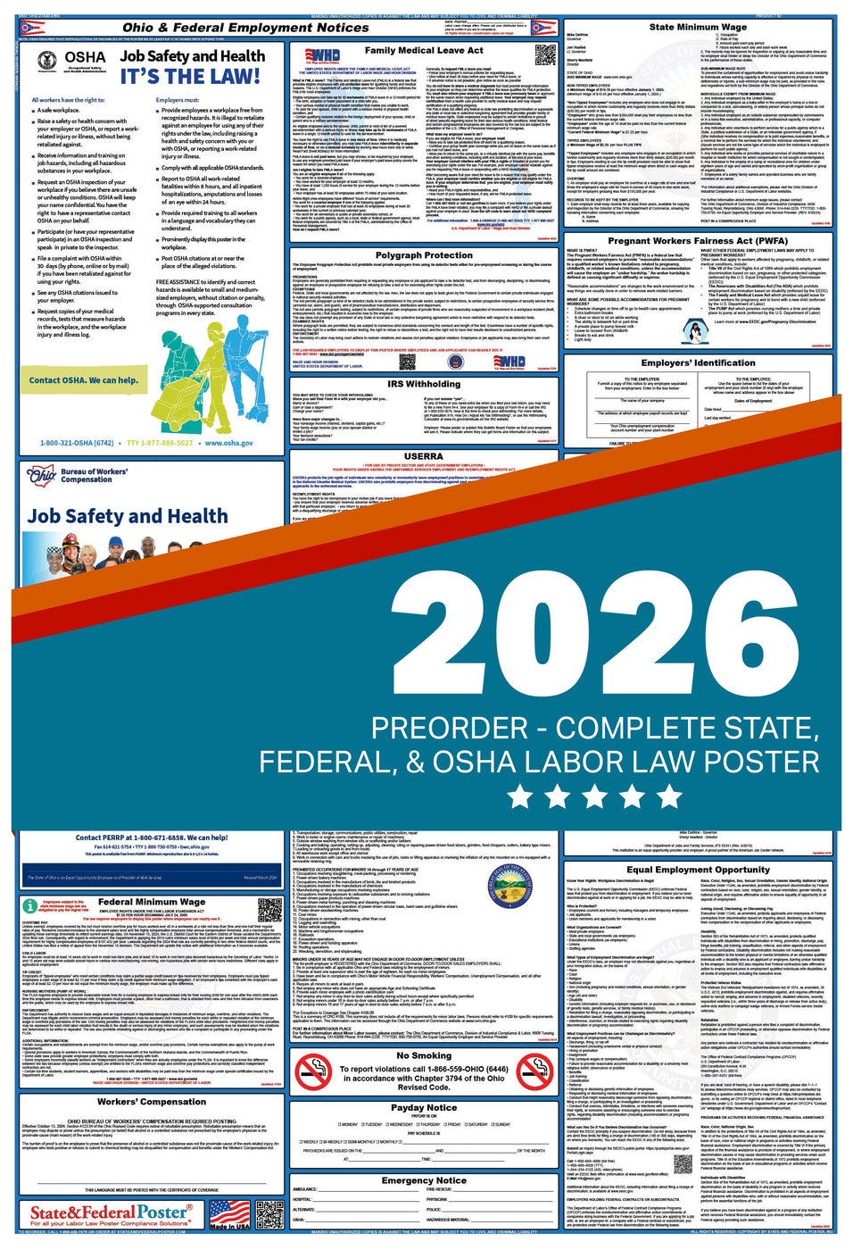 Digital Ohio Labor Law Poster 2026 — State and Federal Poster