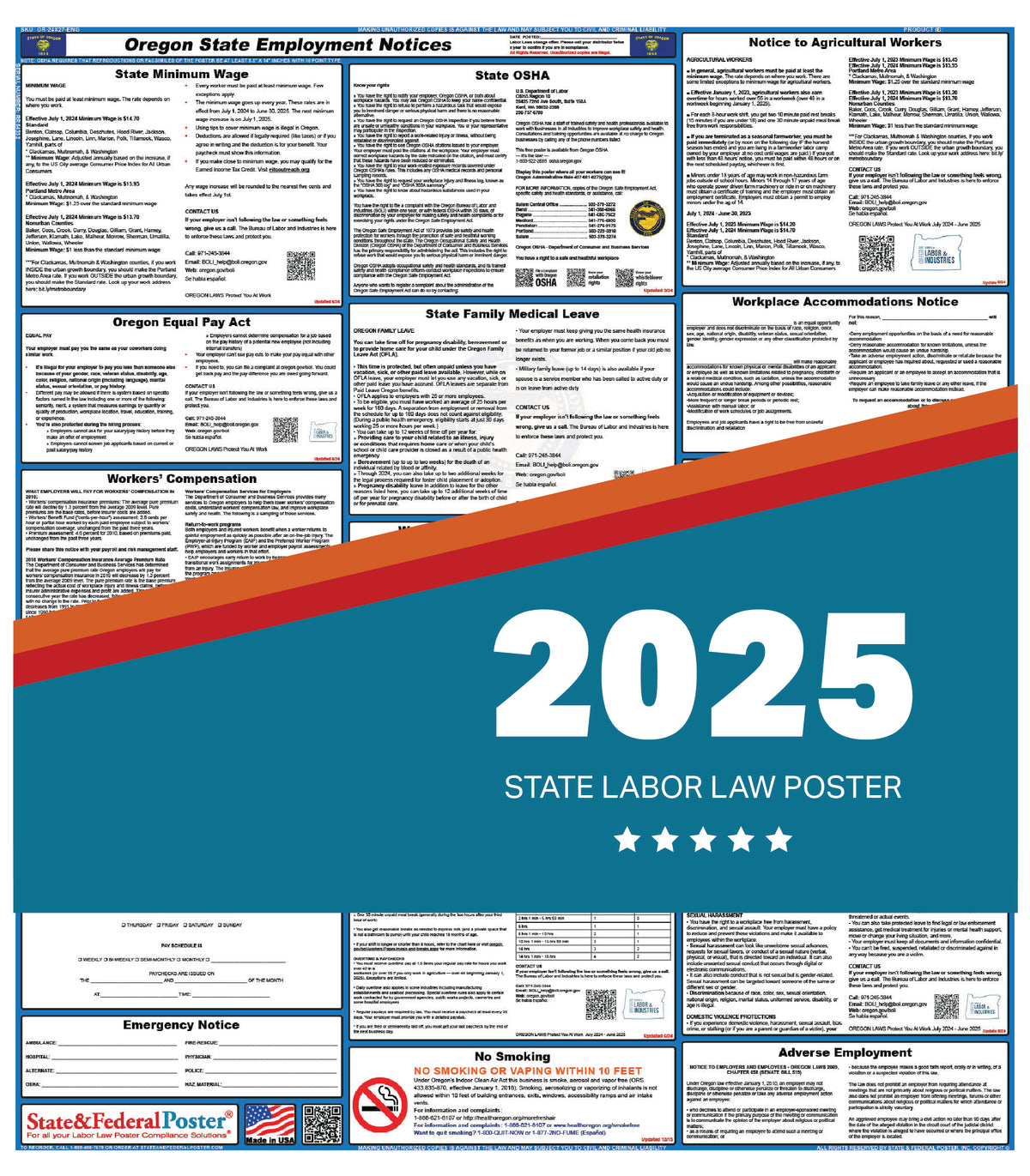 Oregon State Labor Law Poster 2025 — State and Federal Poster