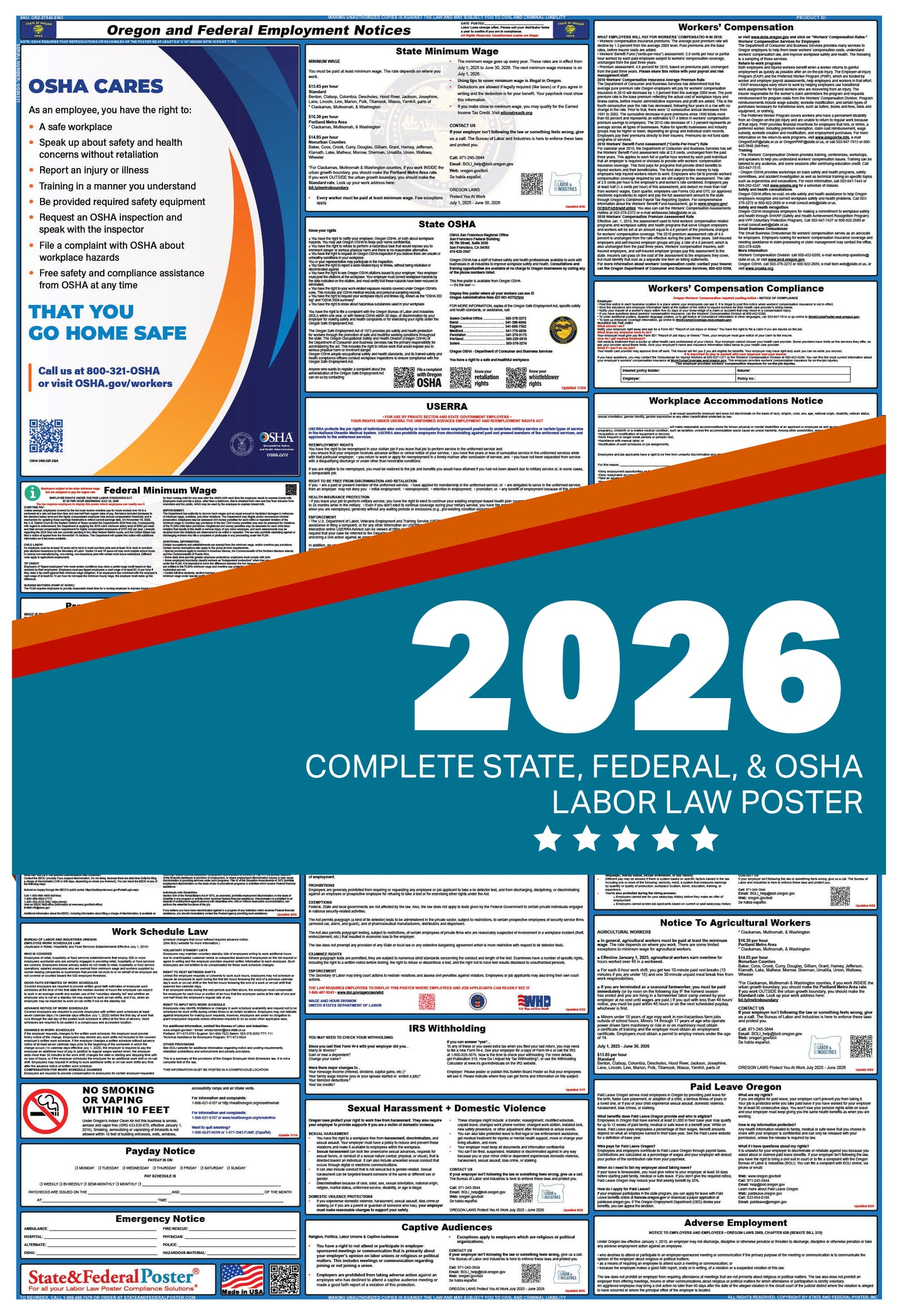 Oregon Labor Law Poster 2026 — State and Federal Poster