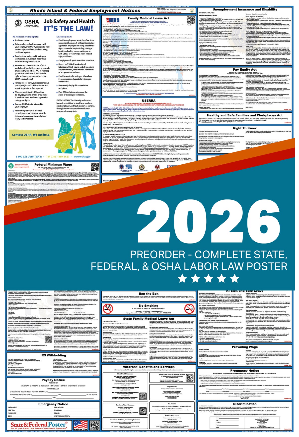 Digital Rhode Island Labor Law Poster 2026 — State and Federal Poster