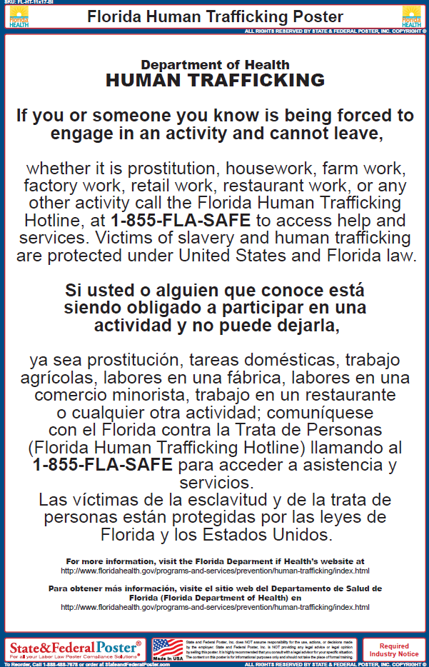 Digital Florida Human Trafficking Poster (Bilingual) | State & Federal ...