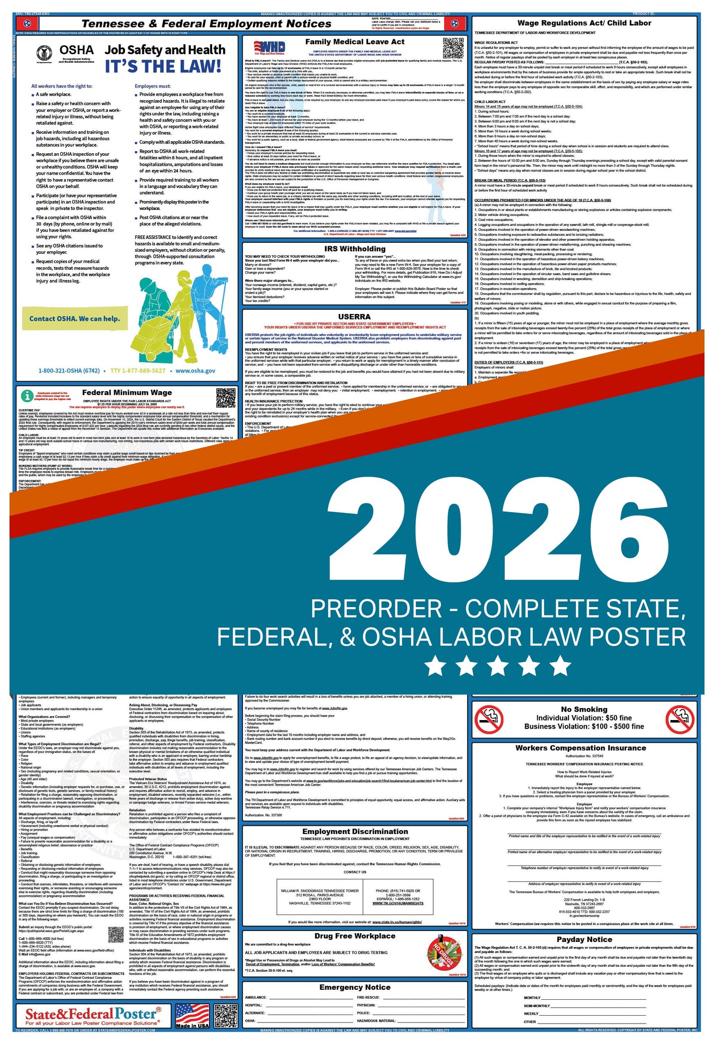 Digital Tennessee Labor Law Poster 2026 — State and Federal Poster