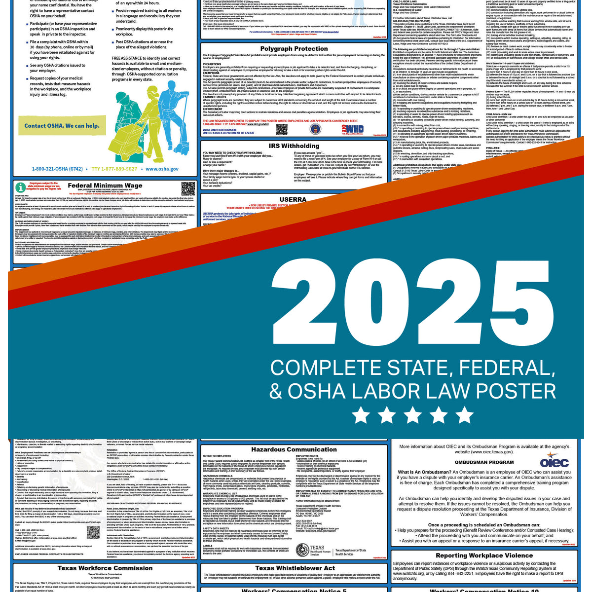 Texas Labor Law Poster 2025 — State and Federal Poster