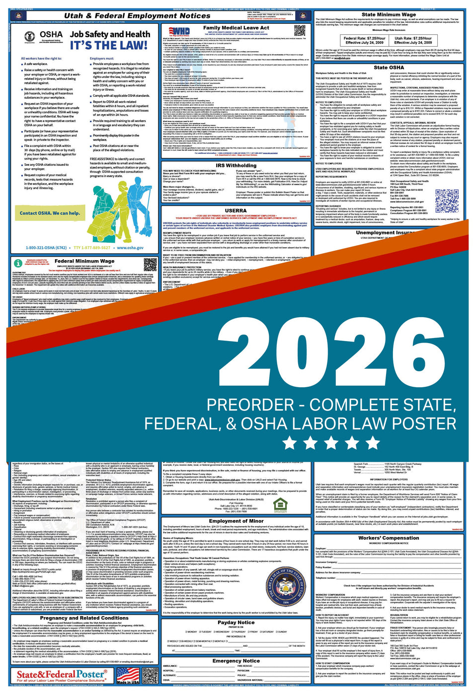 Digital Utah Labor Law Poster 2026 — State and Federal Poster