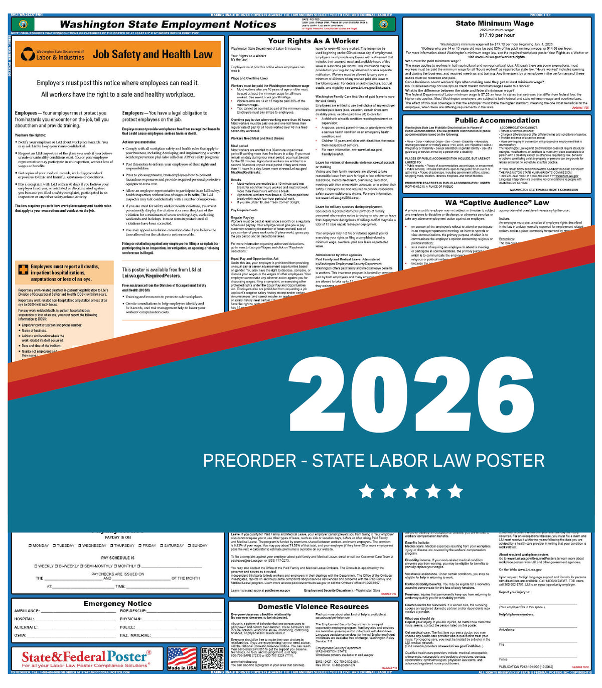 Washington State Labor Law Poster 2026 — State and Federal Poster