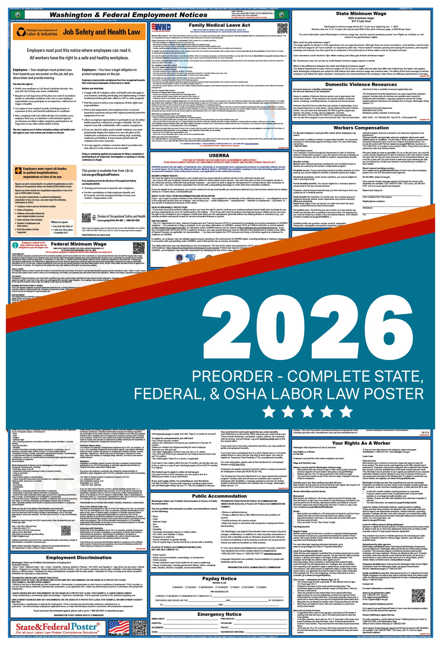 Washington Labor Law Poster 2026 — State and Federal Poster