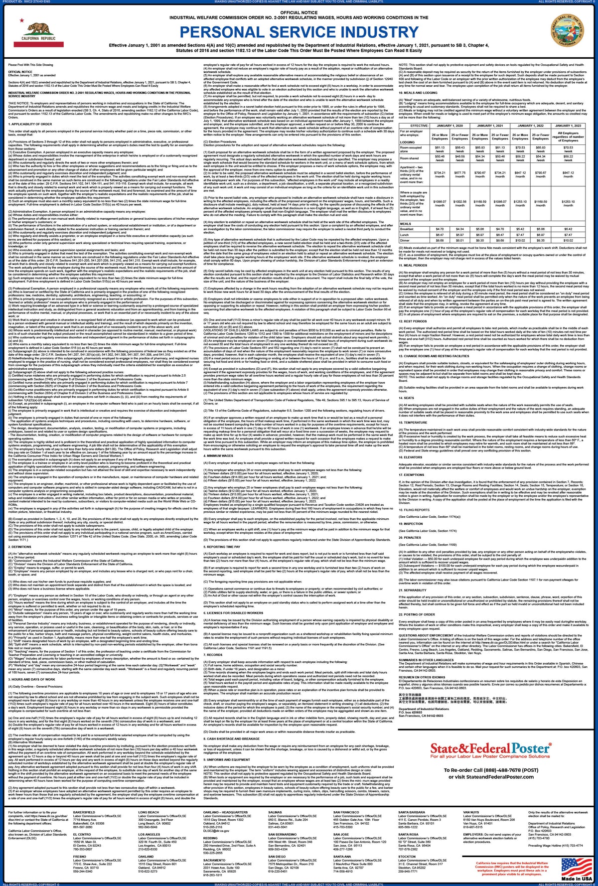 IWC 02 - Personal Services Industry — State and Federal Poster