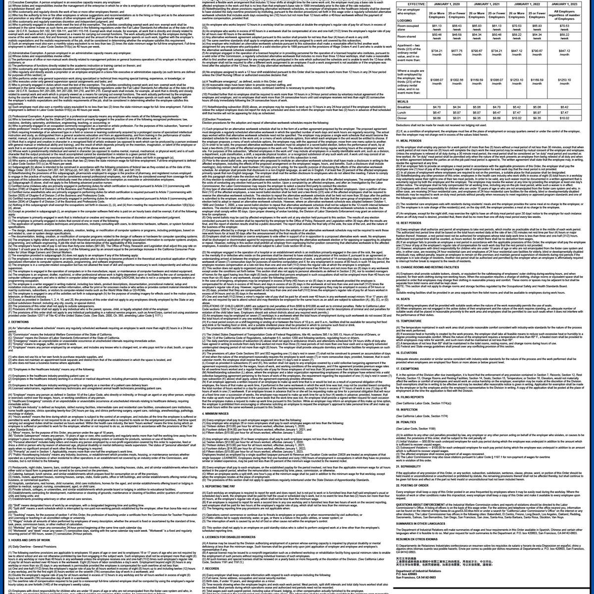 IWC 05 - Public Housekeeping Industry — State and Federal Poster