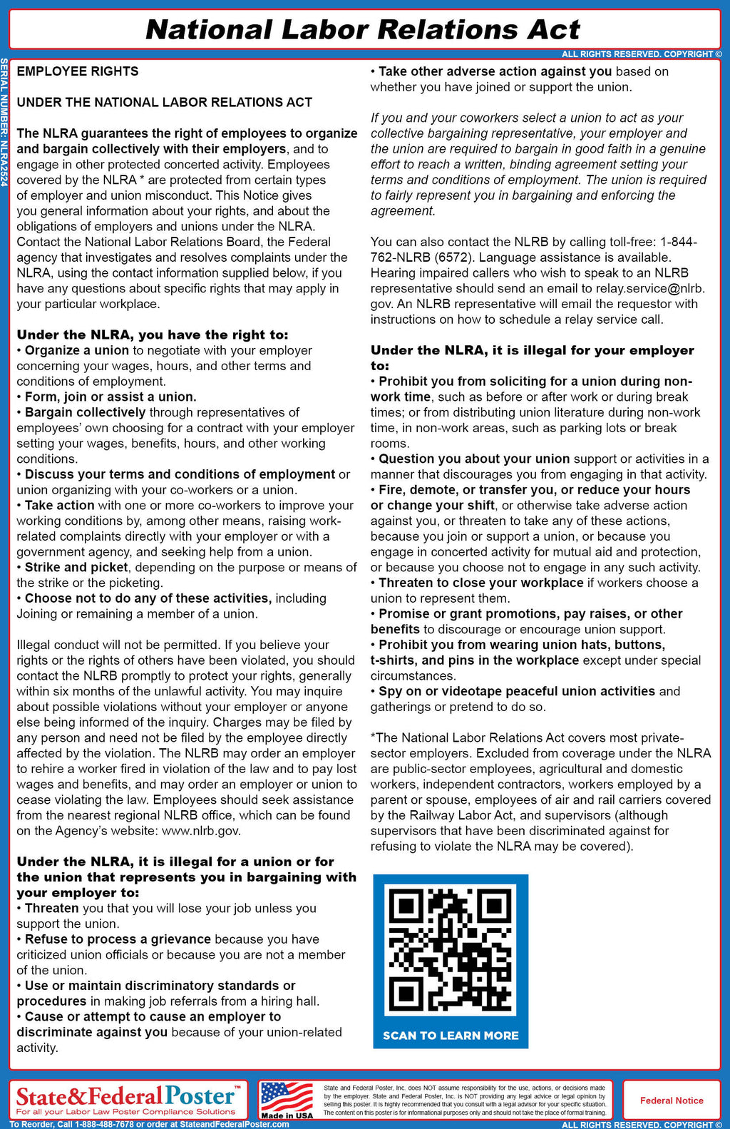 Federal Labor Law Posters — State and Federal Poster