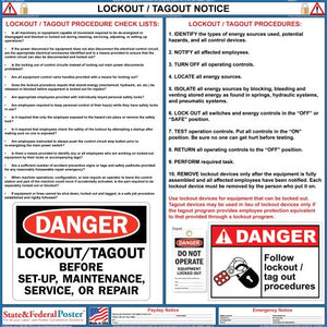 Lockout / Tagout Notice — State and Federal Poster