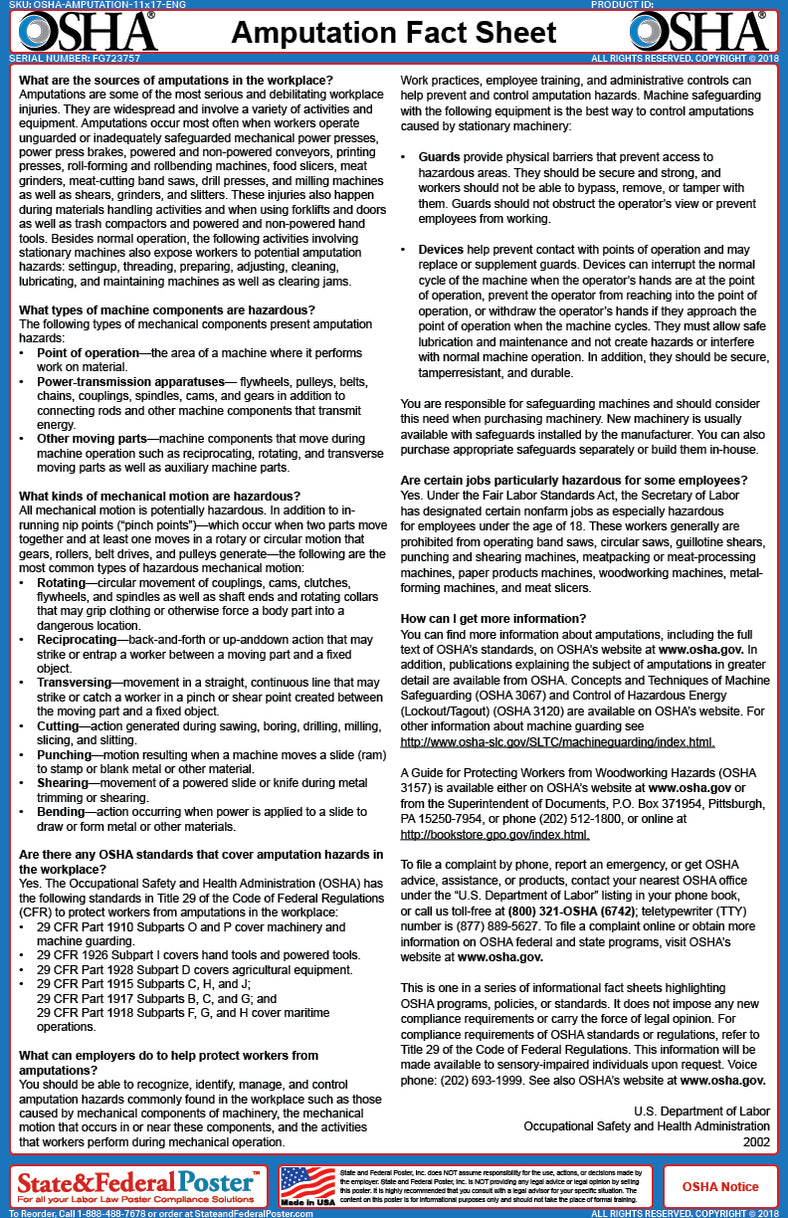 OSHA Fact Sheets — State and Federal Poster