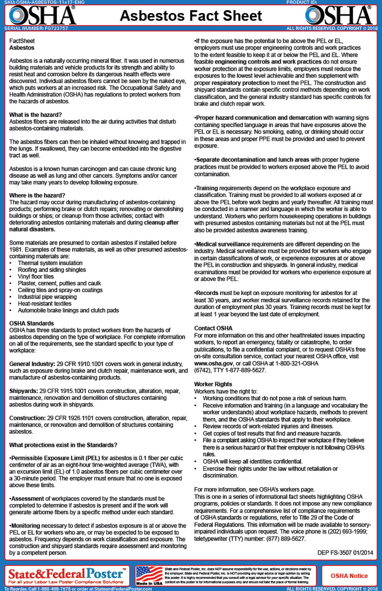 OSHA Fact Sheets — State and Federal Poster