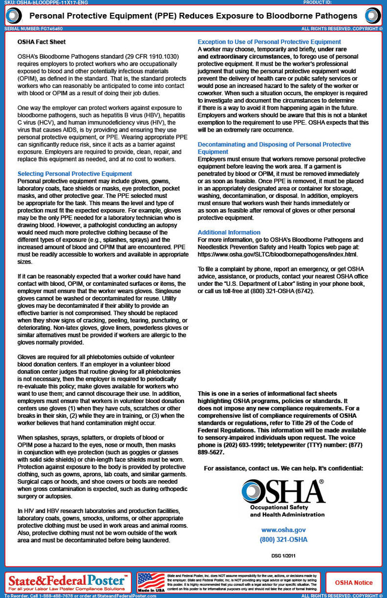 OSHA Personal Protective Equipment (PPE) Reduces Exposure to Bloodborn ...