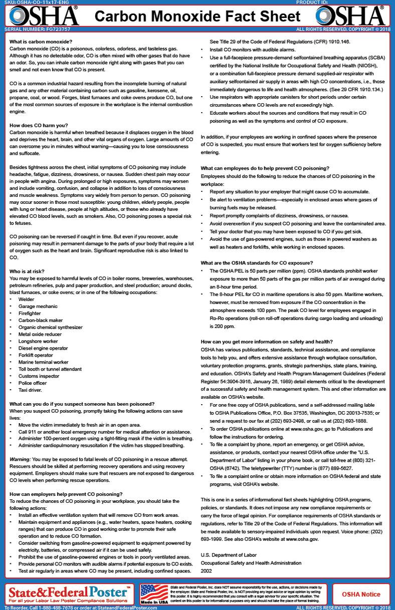 OSHA Fact Sheets — State and Federal Poster