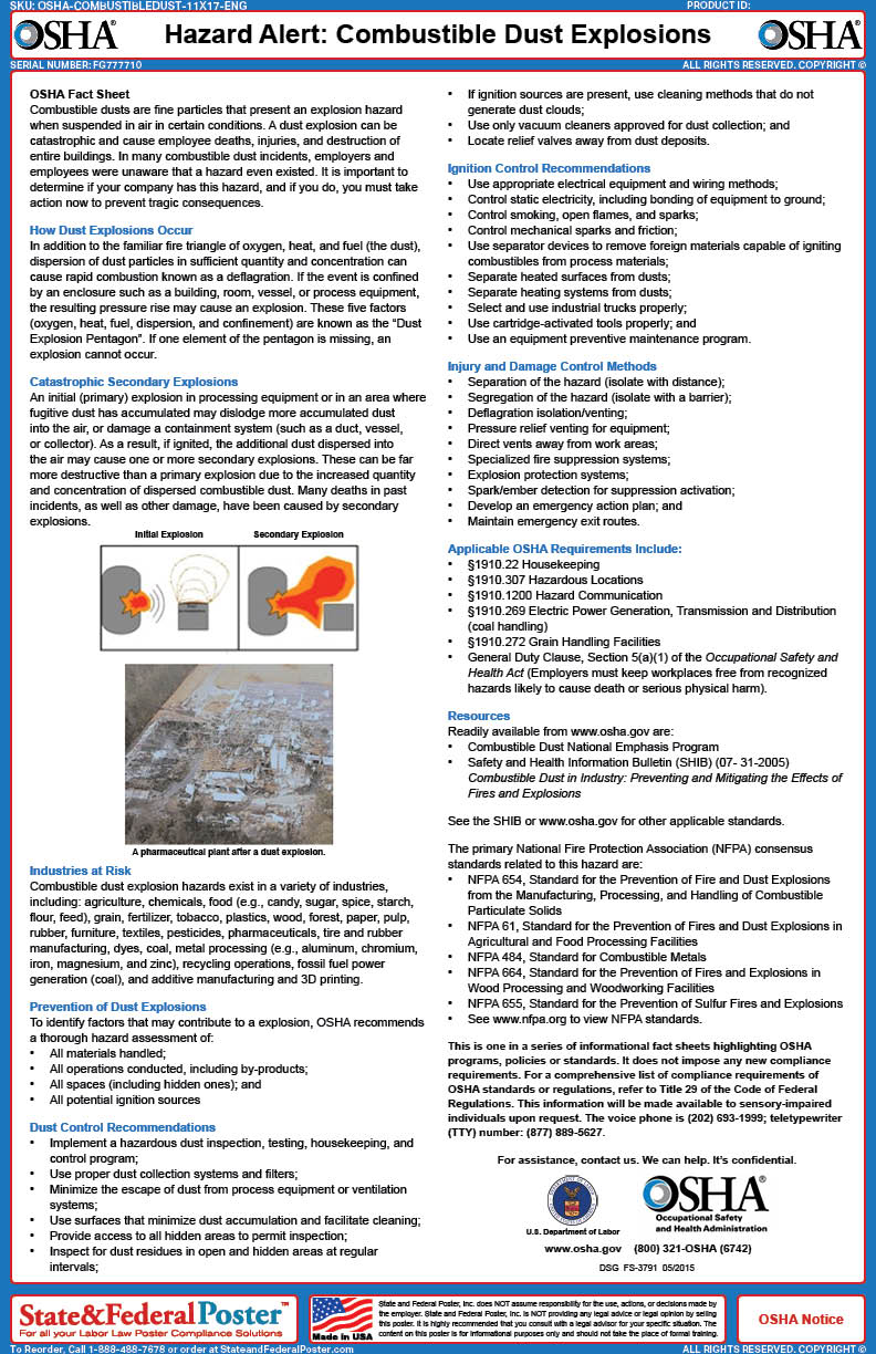 OSHA Hazard Alert: Combustible Dust Explosions Fact Sheet — State and ...