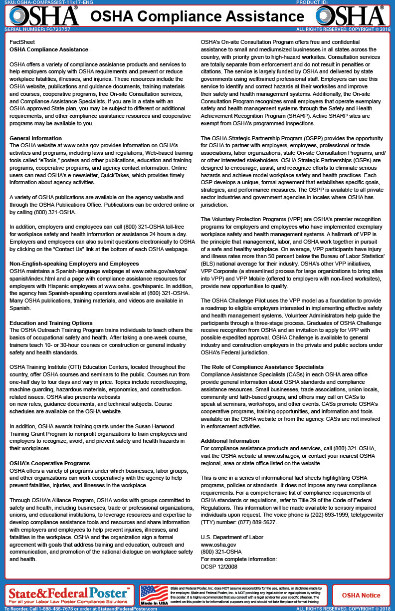 OSHA Compliance Assistance Fact Sheet — State and Federal Poster