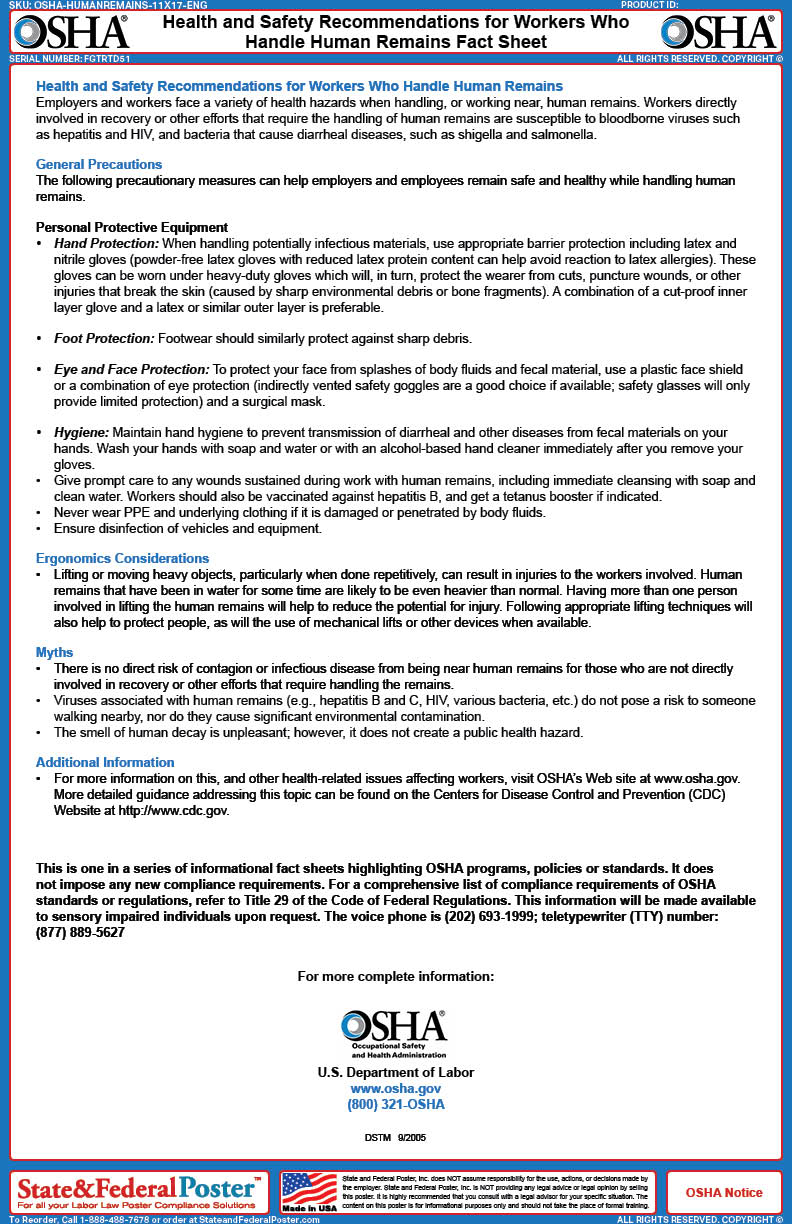 OSHA Health and Safety Recommendations for Workers Who Handle Human Re ...